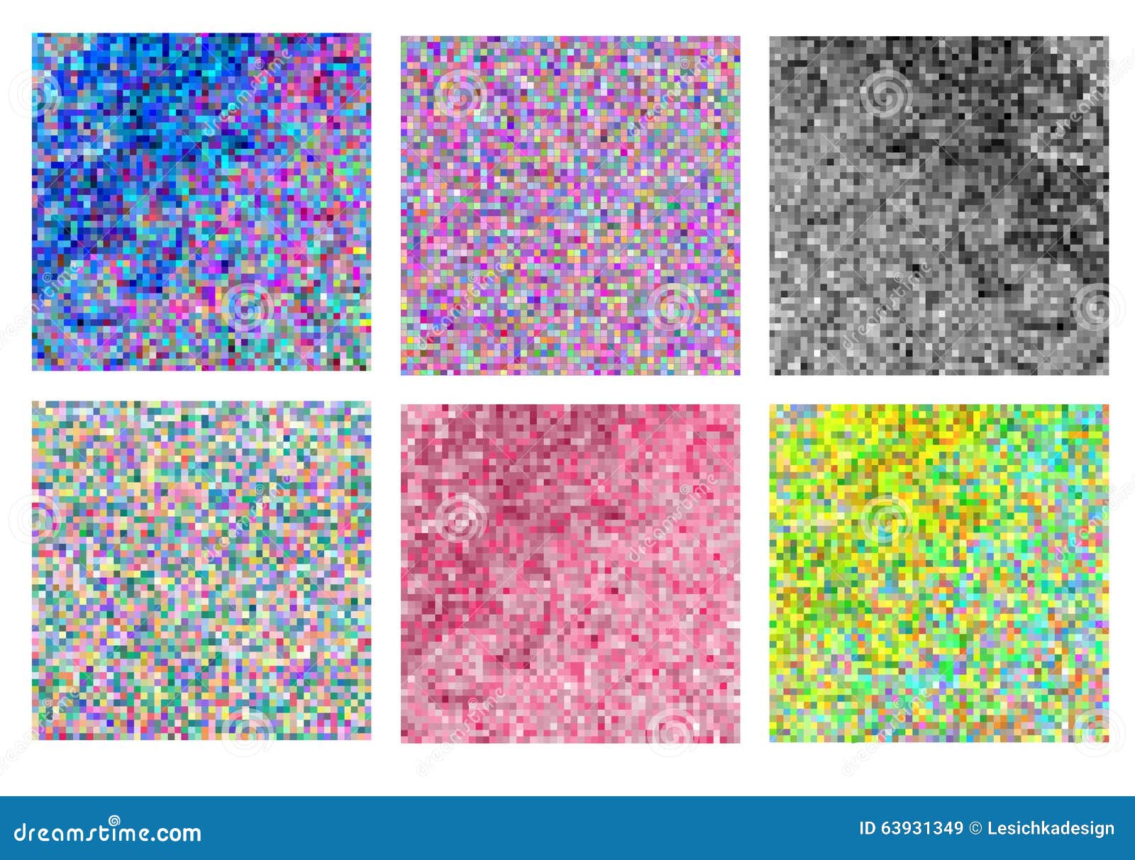 Abstract Square Pixel Mosaic Background Set. Stock Illustration ...