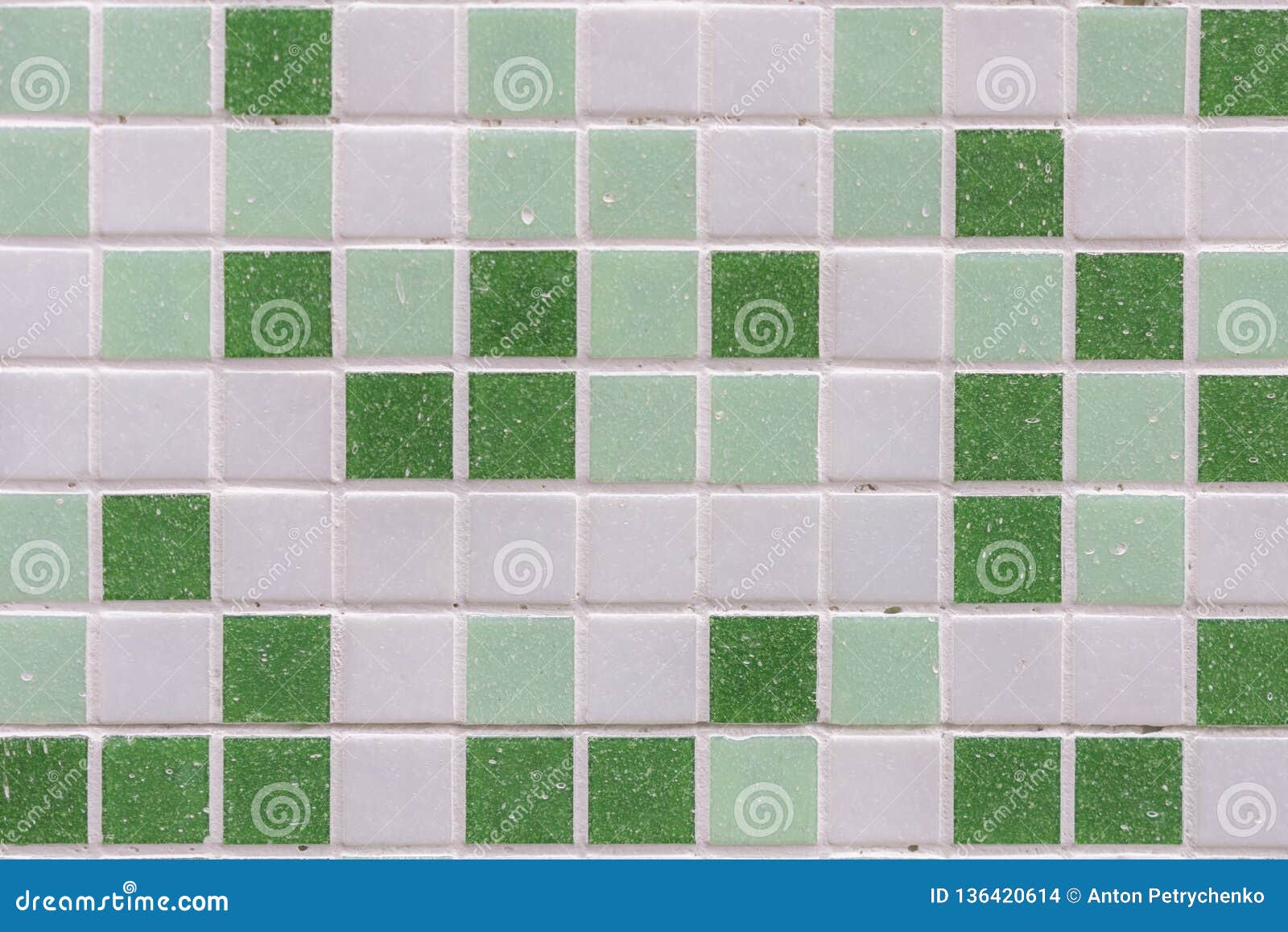 Abstract Square Pixel Mosaic Wall Background and Texture. Green Glass ...