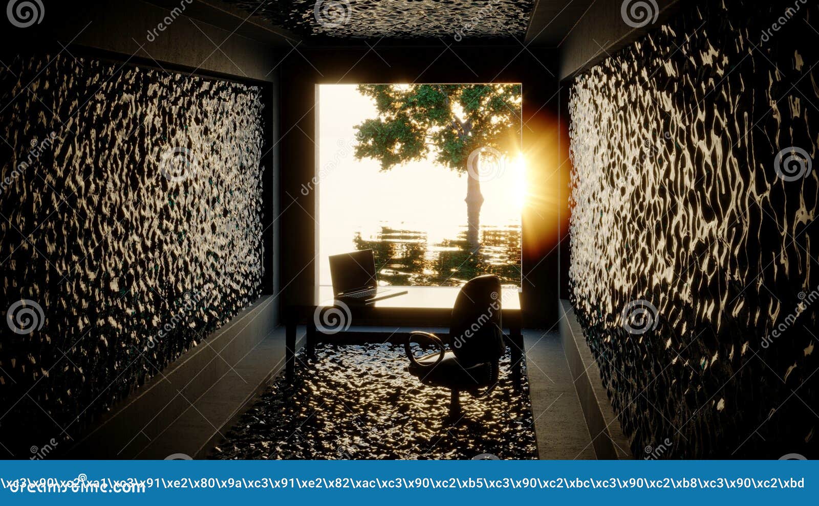 Square Room, Hallway, Studio Or Portal Wireframe In Perspective. Box ...