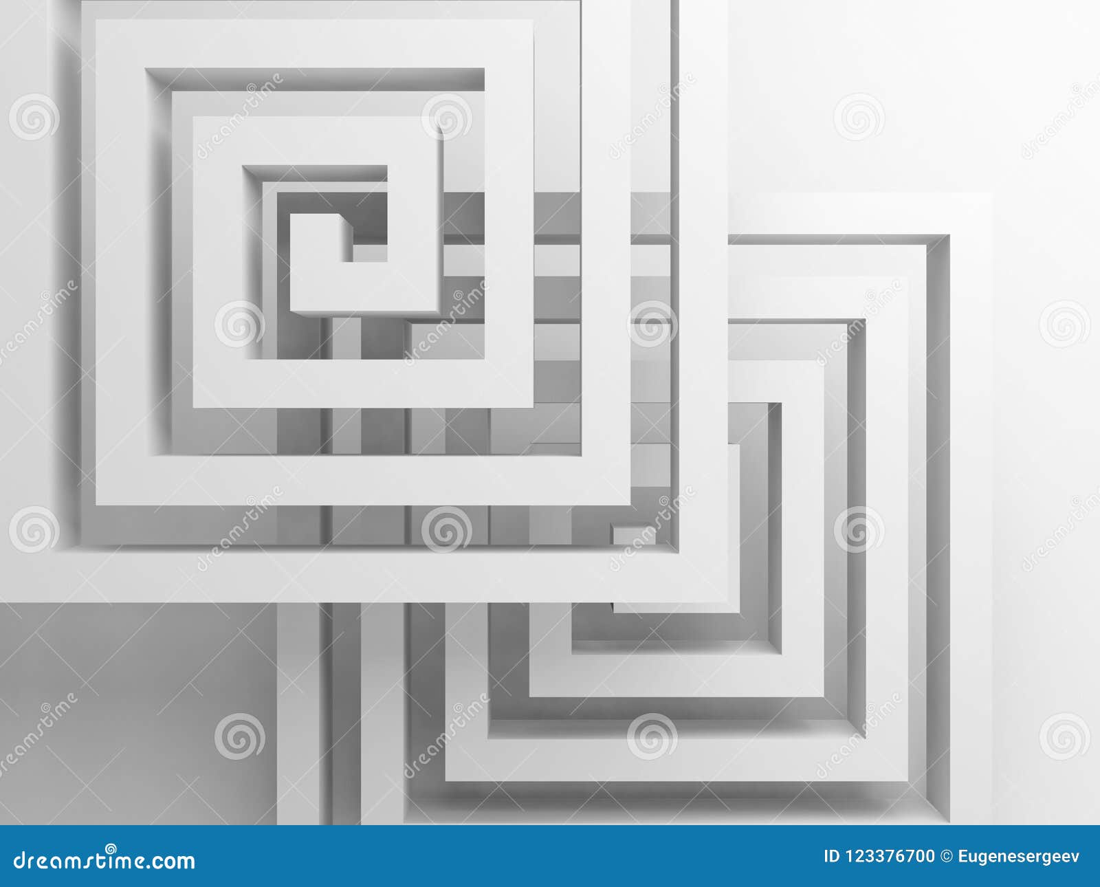 Abstract Square Spirals Over White, 3 D Stock Illustration ...