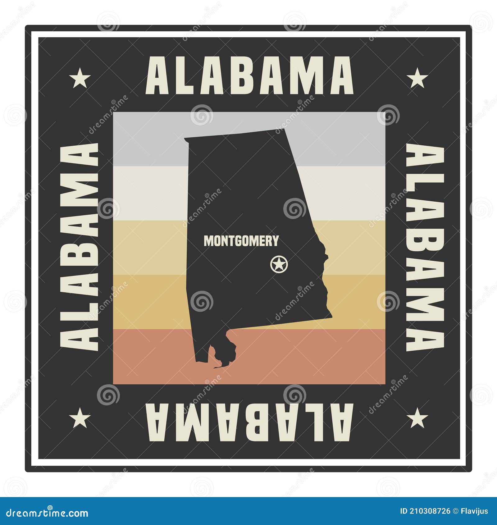 Abstract Square Stamp or Sign with Name of US State Alabama Stock ...