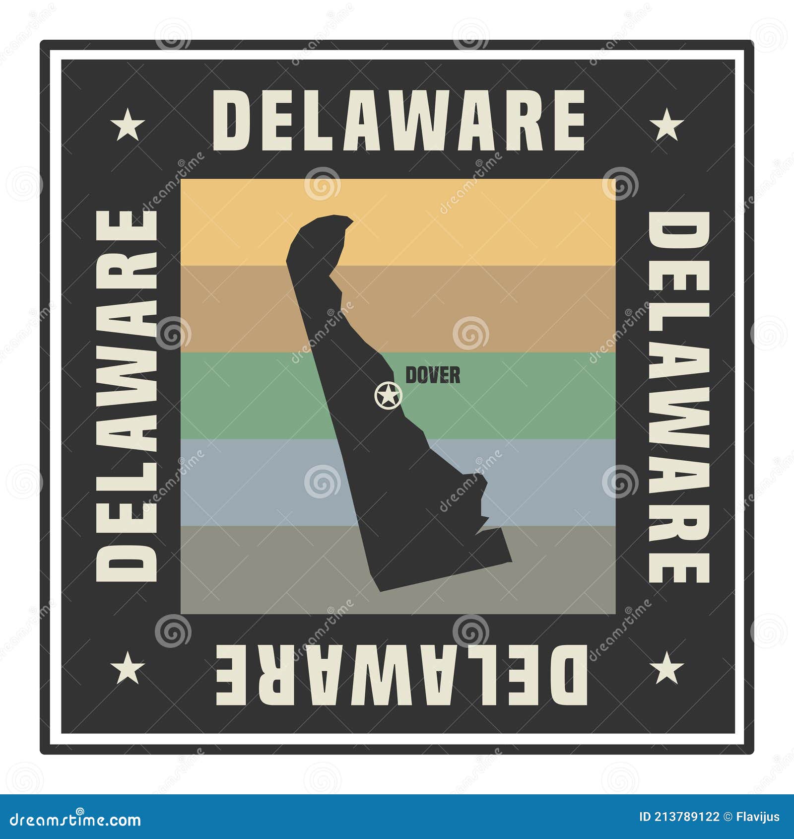 Abstract Square Stamp or Sign with Name of US State Delaware Stock ...