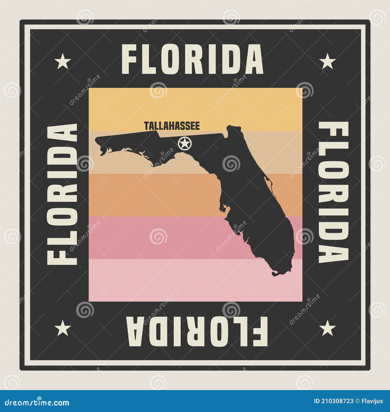 Abstract Square Stamp or Sign with Name of US State Florida Stock ...