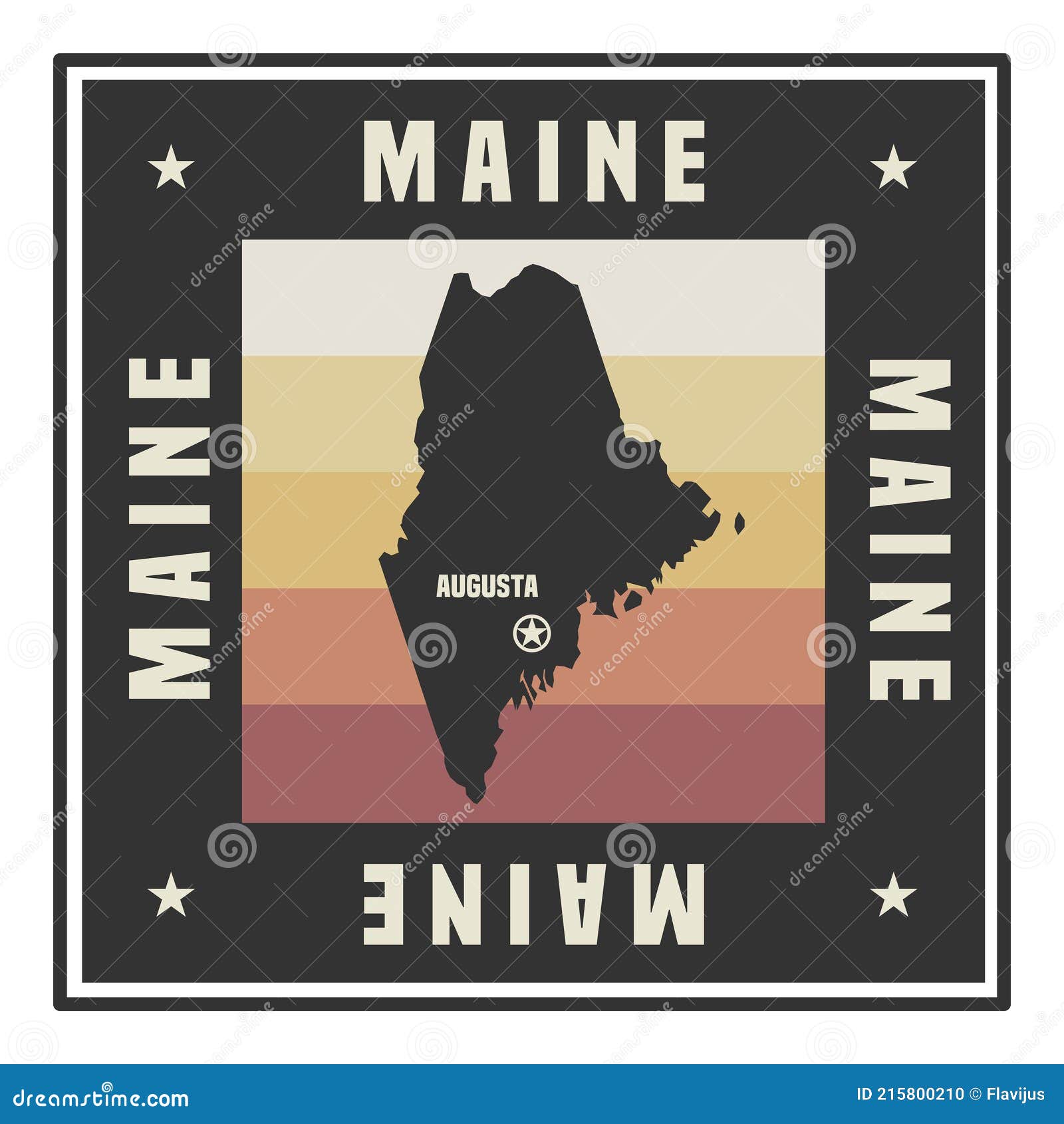 Abstract Square Stamp or Sign with Name of US State Maine Stock Vector ...