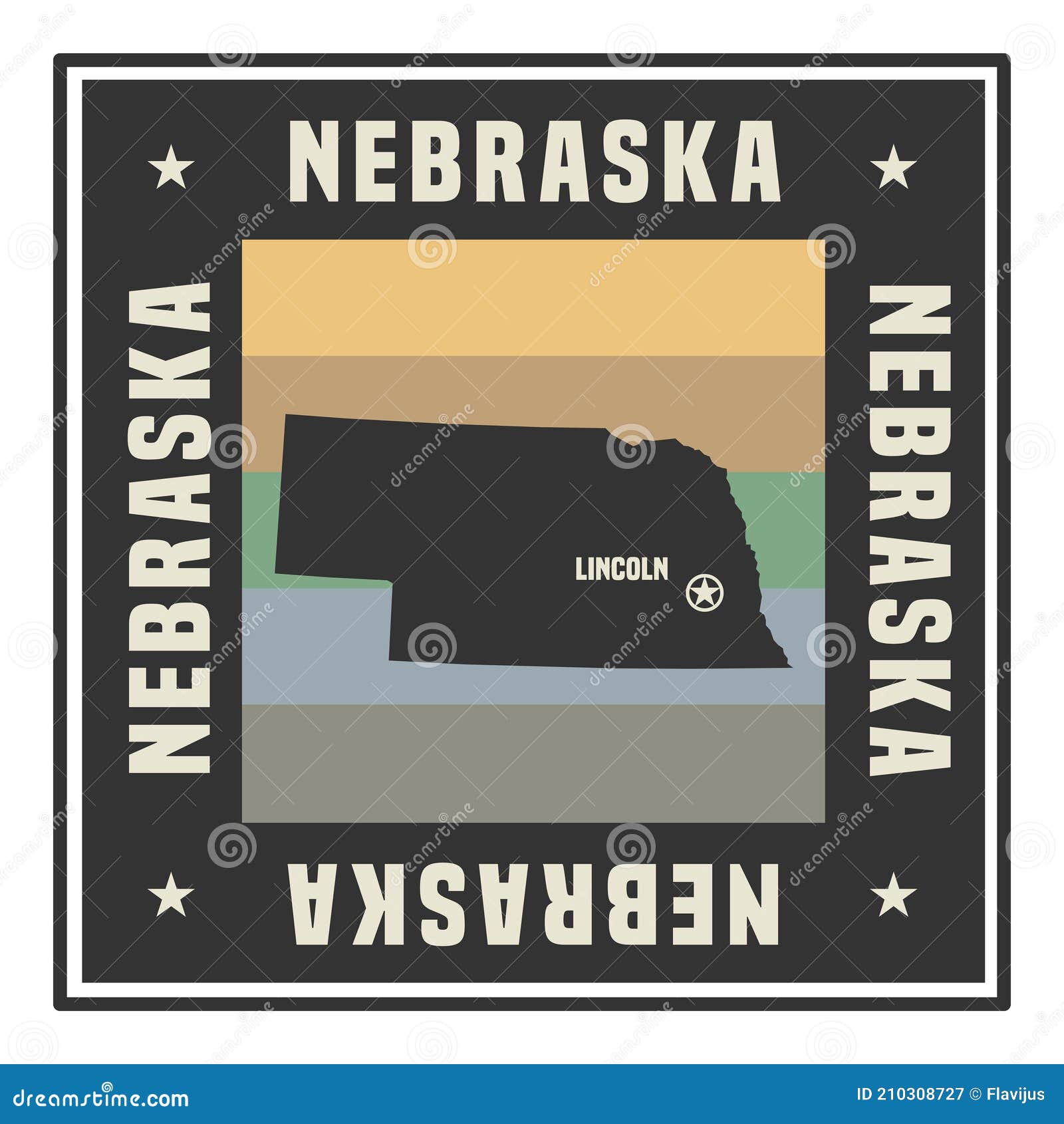 Abstract Square Stamp or Sign with Name of US State Nebraska Stock ...