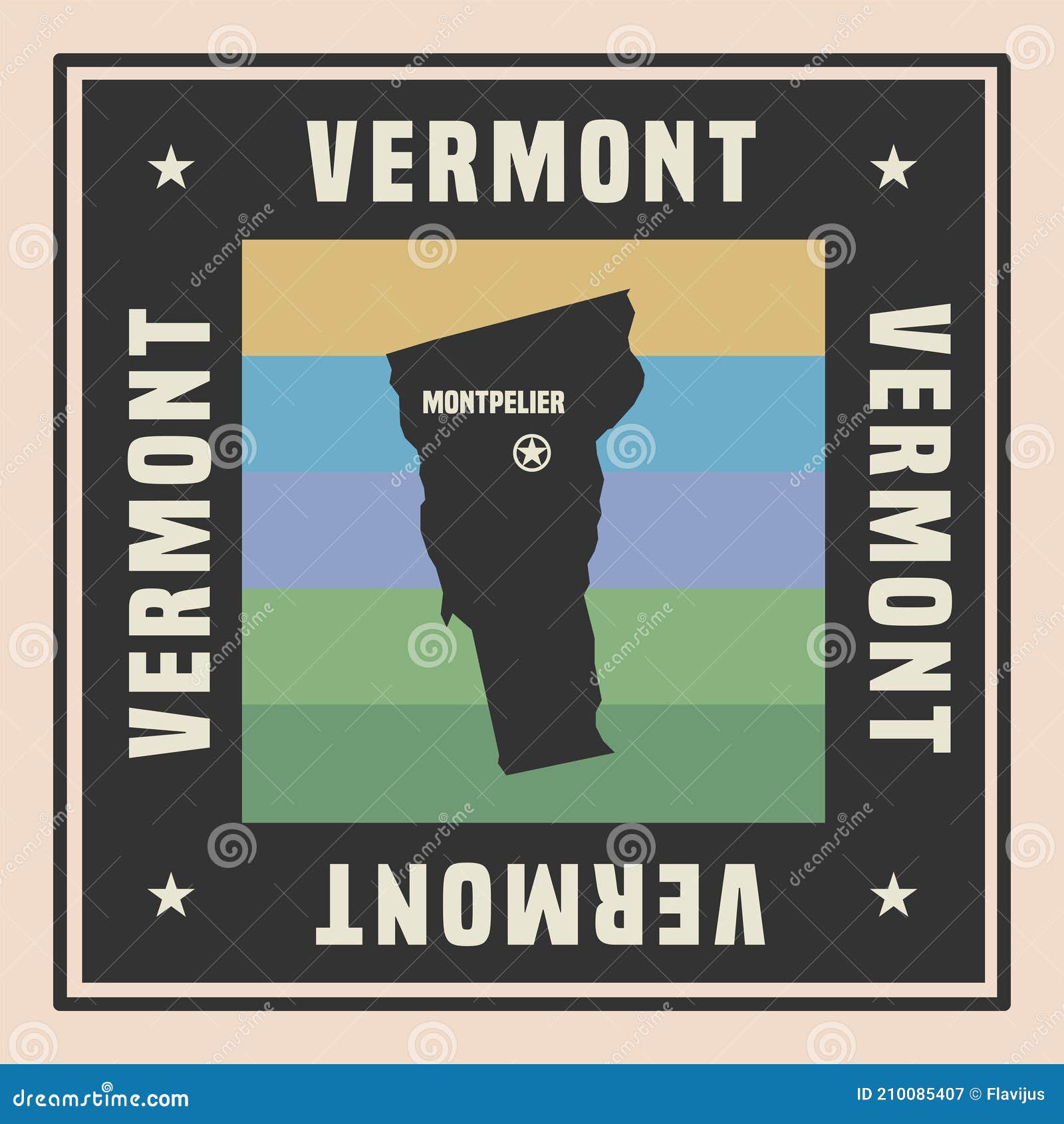 Abstract Square Stamp or Sign with Name of US State Vermont Stock ...