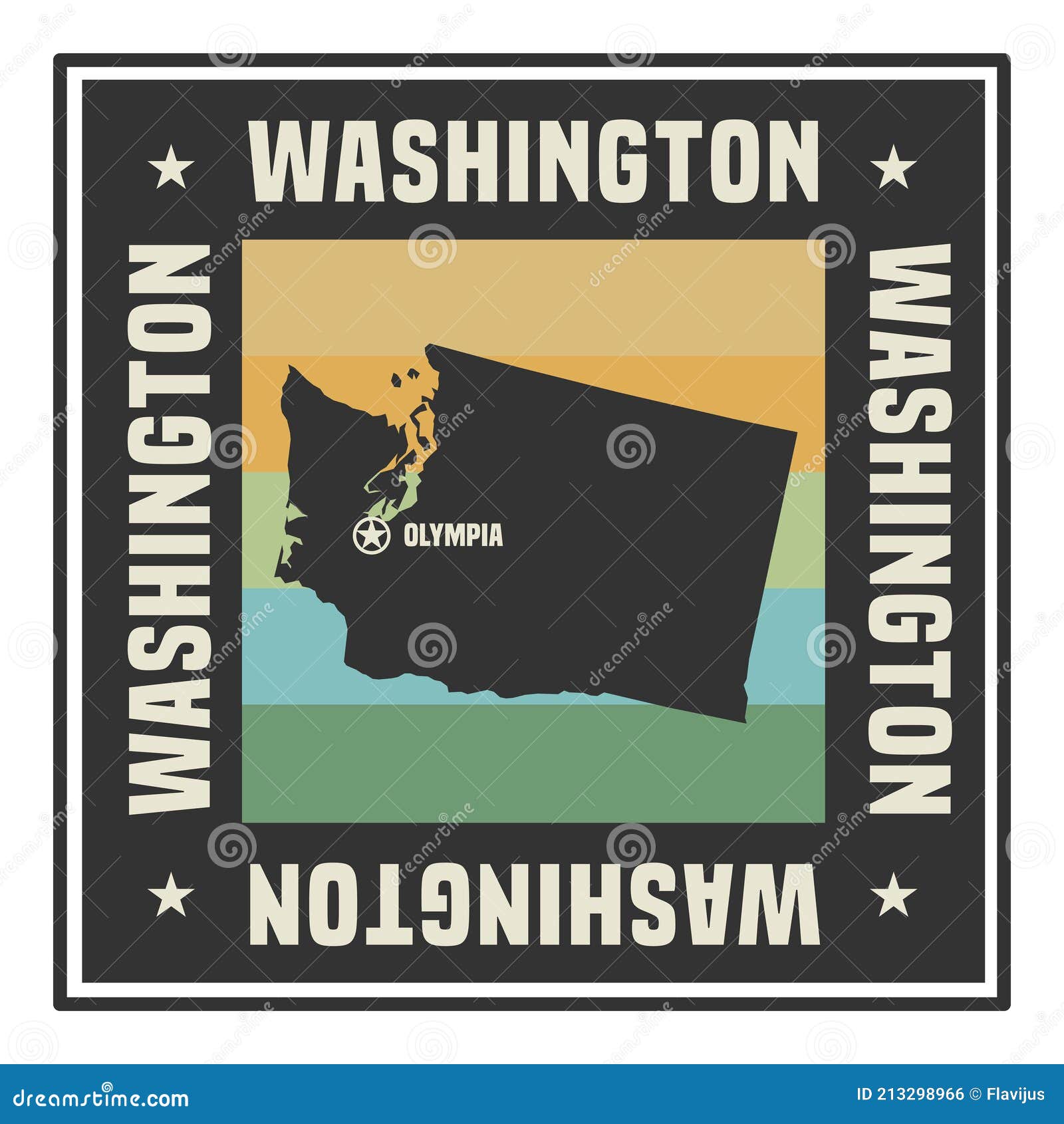Abstract Square Stamp or Sign with Name of US State Washington Stock ...