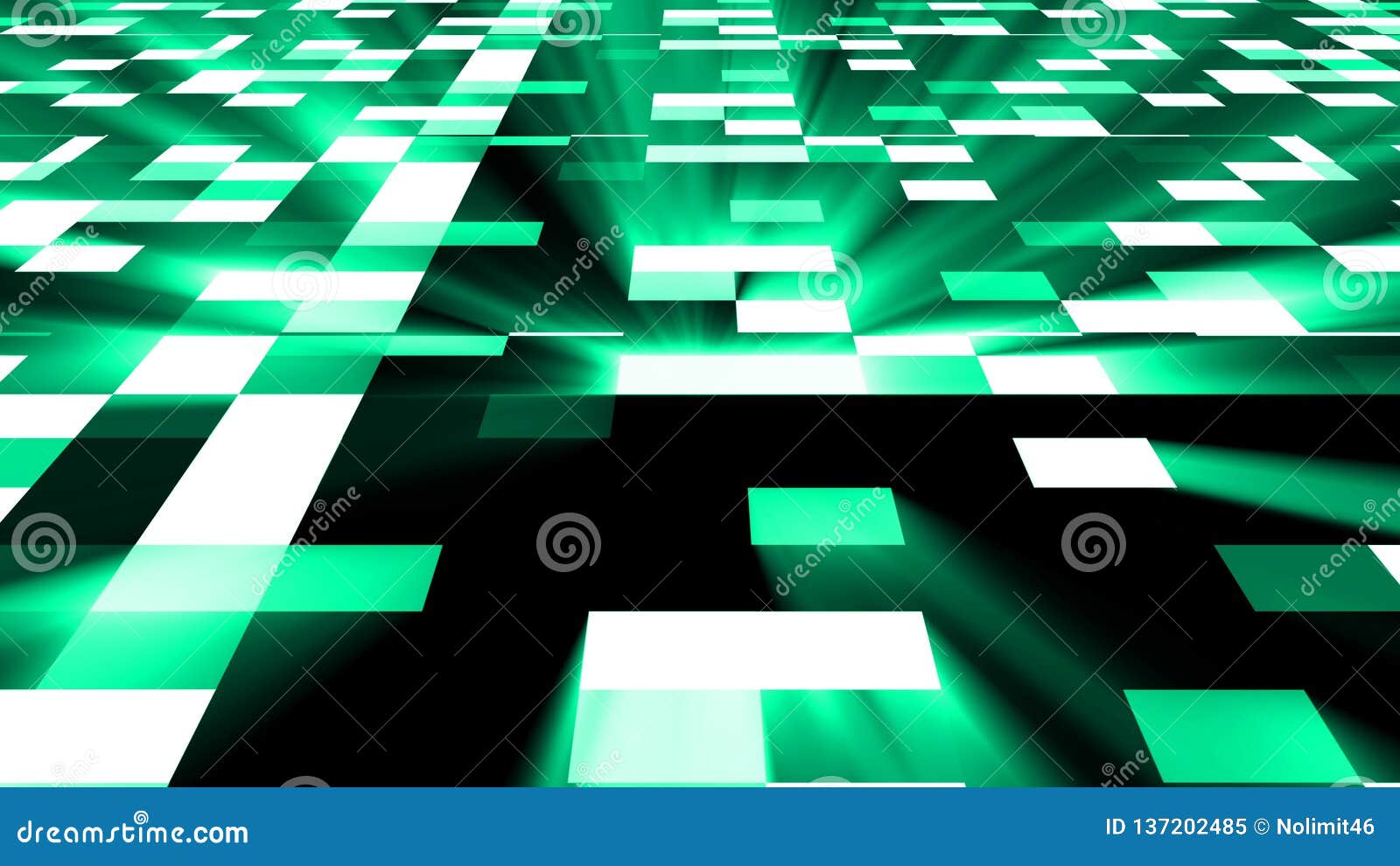 Abstract Square Technology Background with Bright Flare, 3d Render ...
