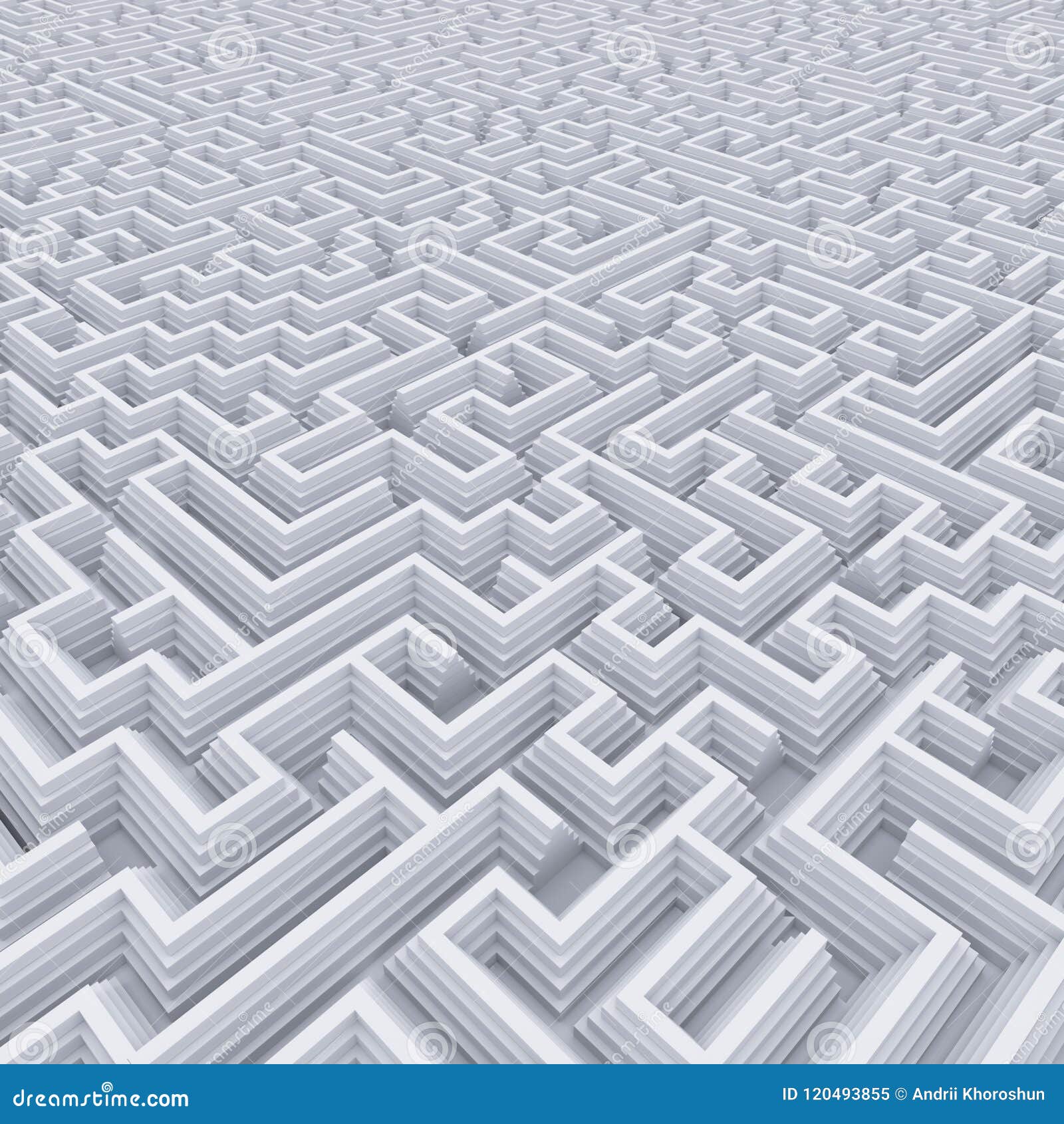 Abstract White Labyrinth Concept 3d Rendering Stock Illustration ...