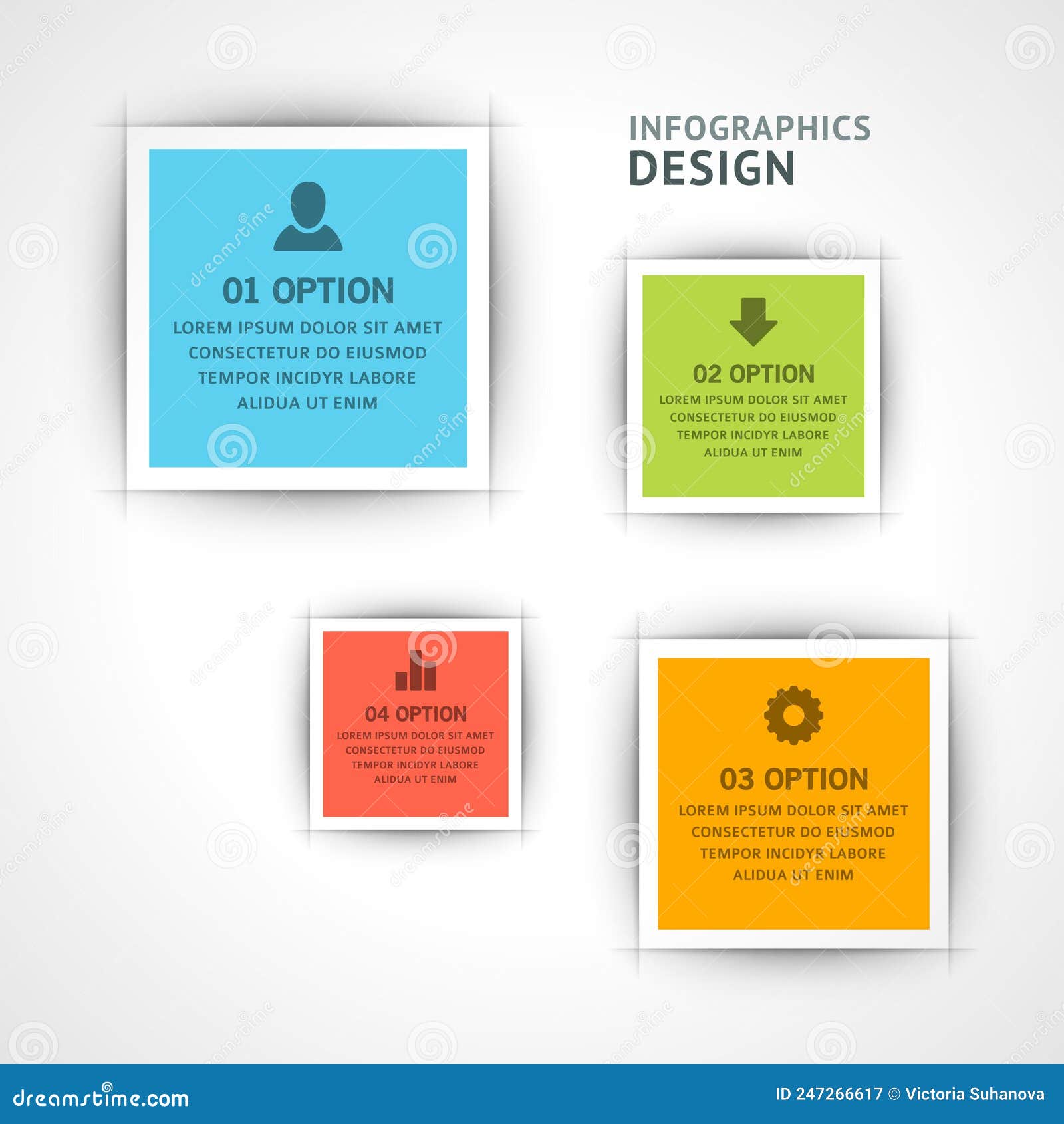 Abstract Squared Card Infographic Scheme with Place for Text Realistic ...