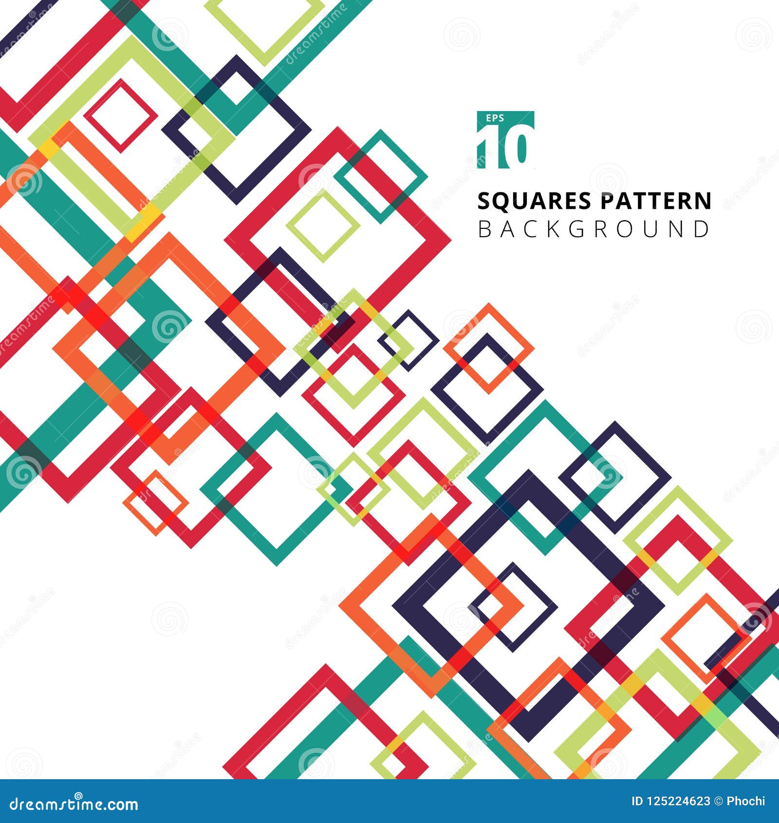 Abstract Squares Border Colorful Random Composition On White Background ...