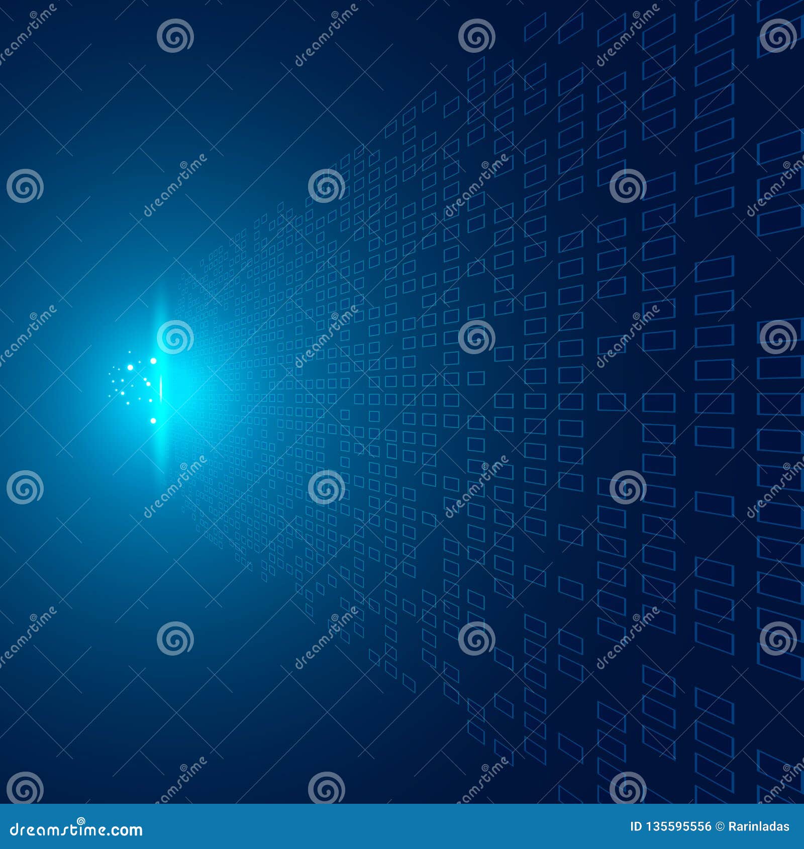 Abstract Squares Pattern Futuristic Transfer Data Perspective on Blue ...