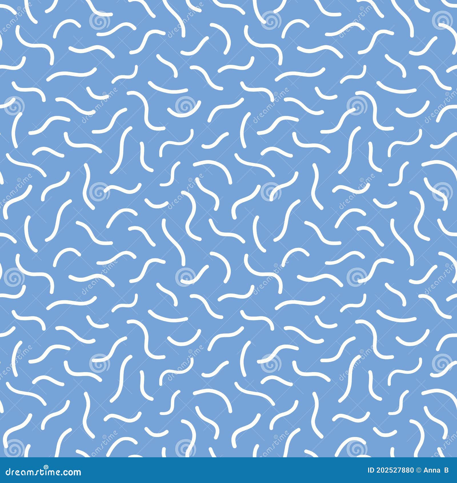 Abstract Squiggle Pattern Background in Blue and White. Fun Modern ...