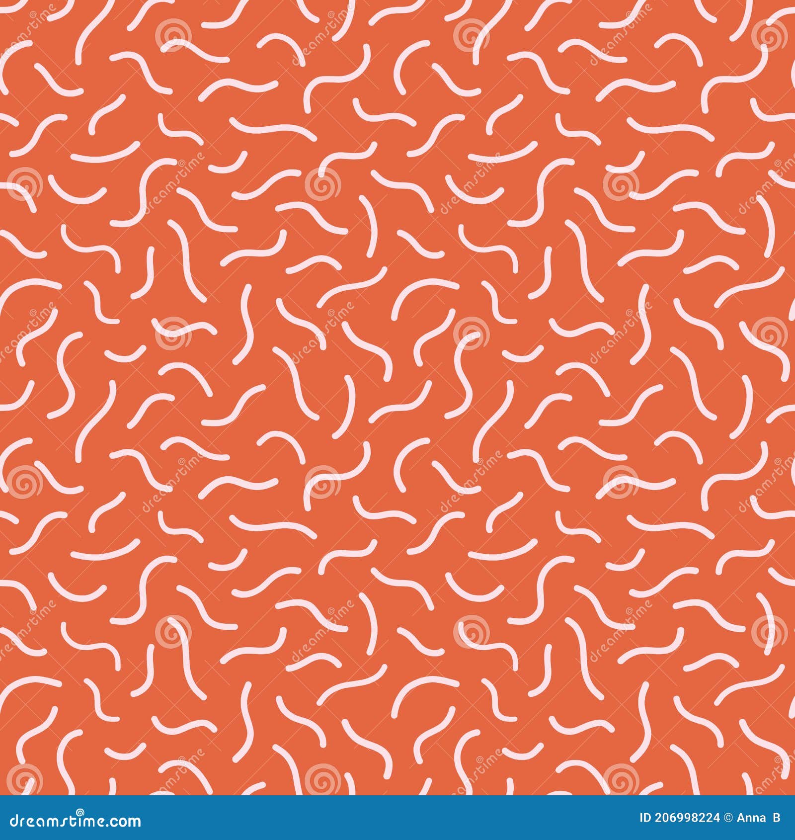 Abstract Squiggle Pattern Background in Orange and White. Fun Modern Design Element of Wavy ...