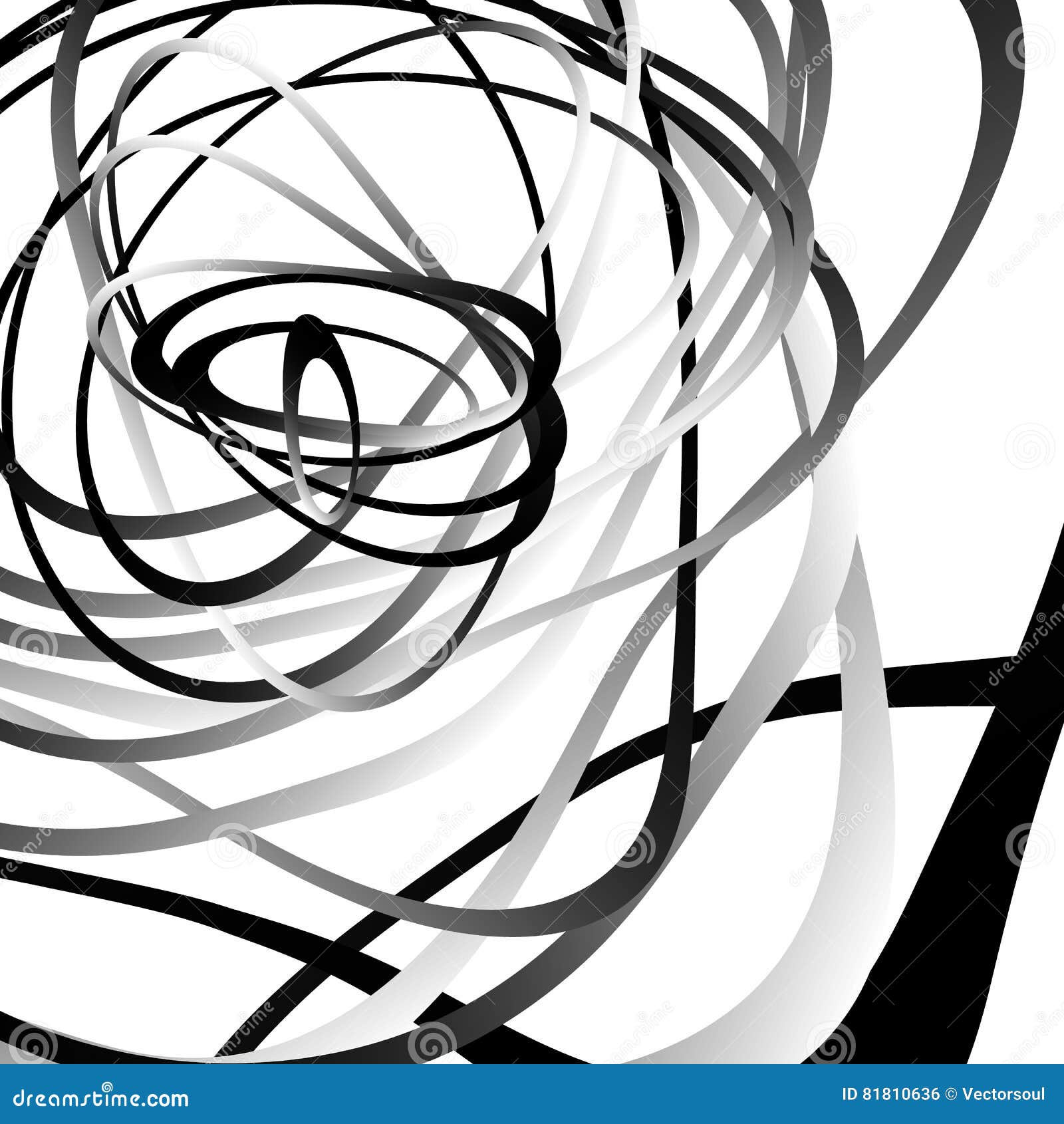Abstract Squiggle Squiggly Curvy Lines Monochrome Geometric P Stock