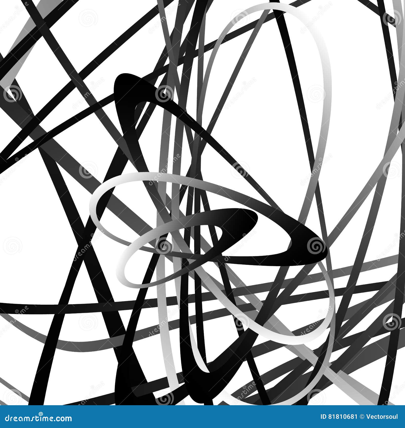 Abstract Squiggle Squiggly Curvy Lines Monochrome Geometric P Stock