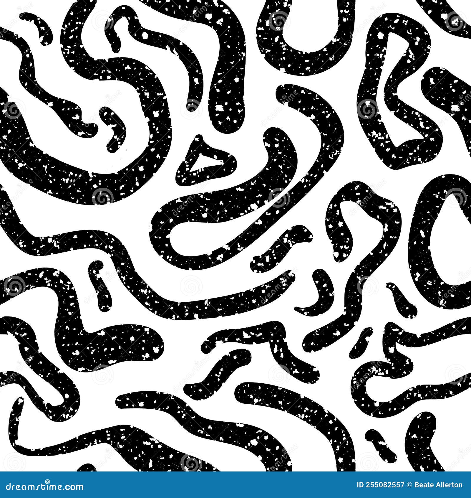 Abstract Squiggle Vector Seamless Pattern Backdrop. Wide Wavy Doodle Lines with Grunge Terrazzo ...