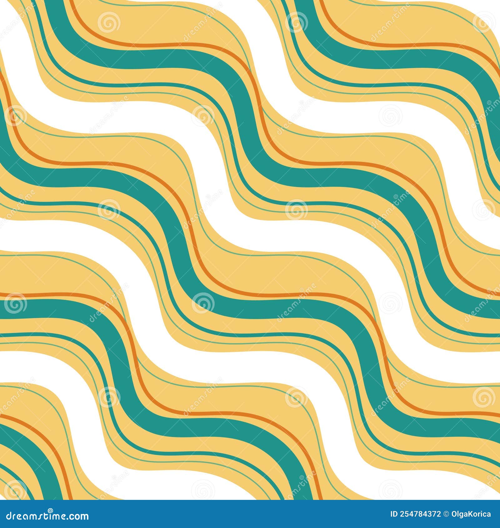 Abstract Squiggly Line Seamless Pattern Yellow Green Wave for Design ...