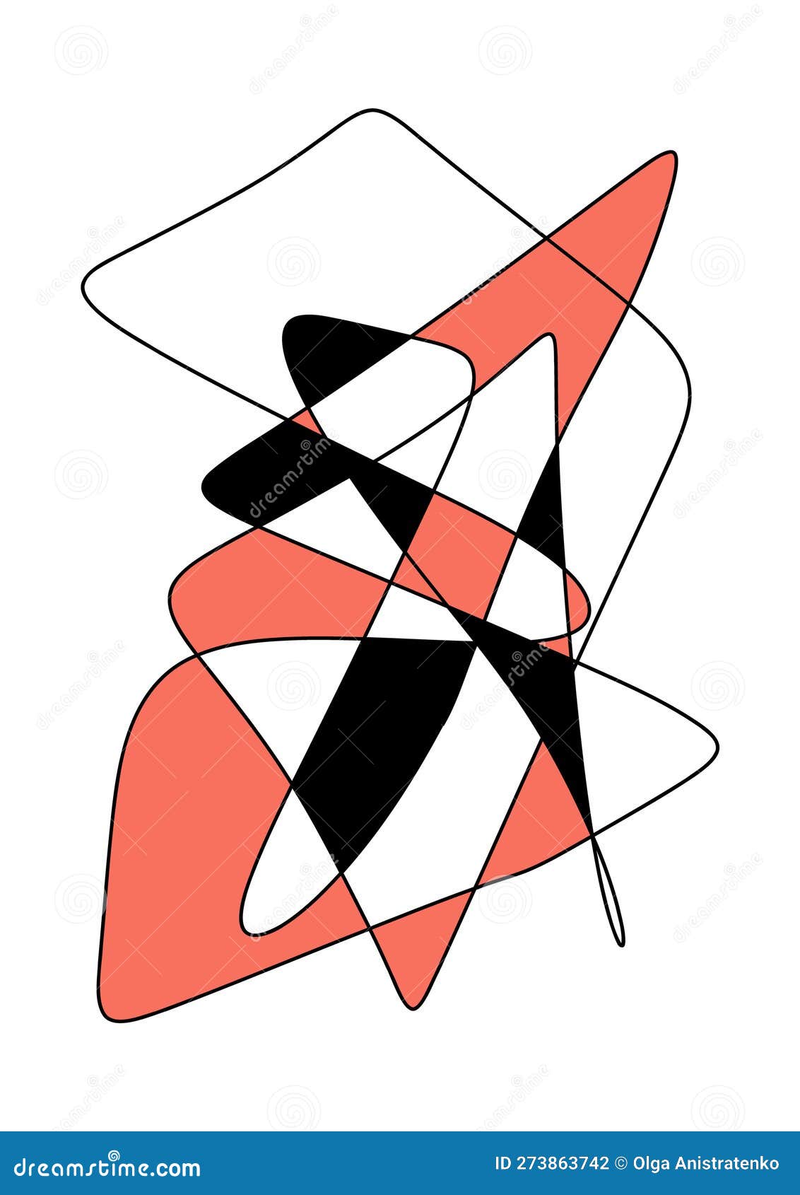 Abstract Squiggly Modern Background with Continuous Lines. Stock ...