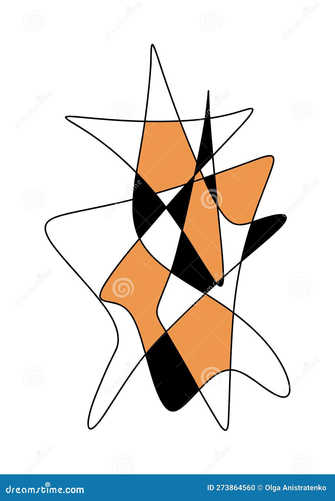 Abstract Squiggly Modern Background with Continuous Lines. Stock ...