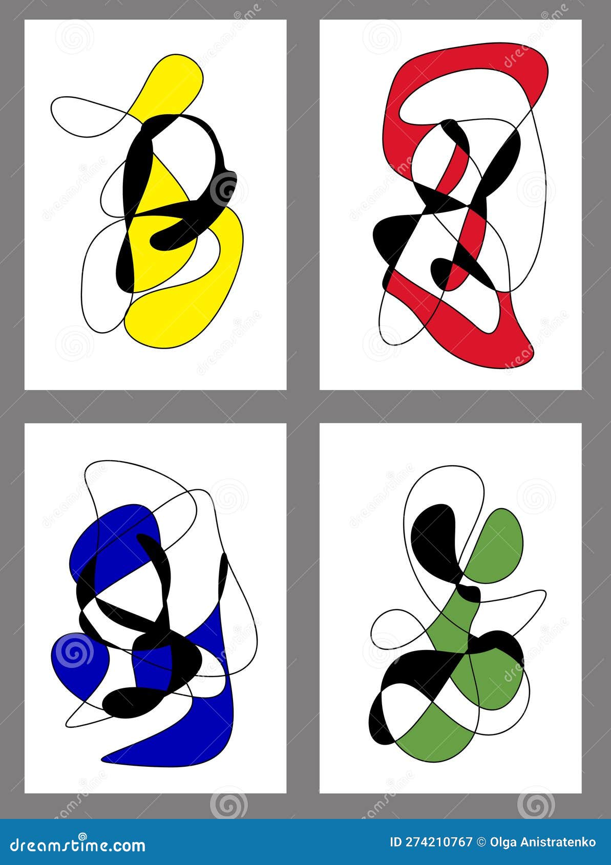 Abstract Squiggly Modern Background with Continuous Lines. Set Stock ...