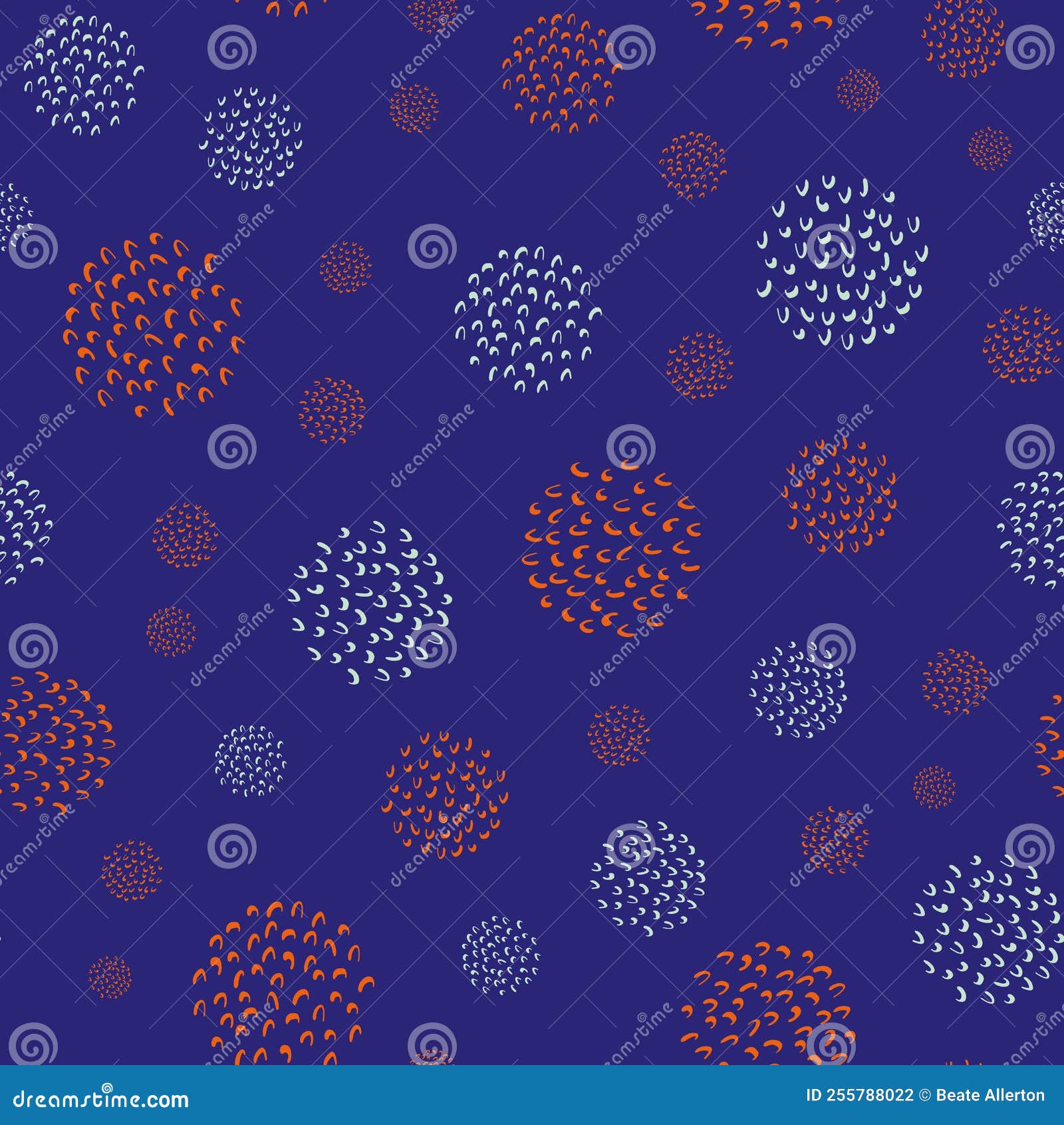 Abstract Squiggly Textured Circles Seamless Vector Pattern. Red White ...