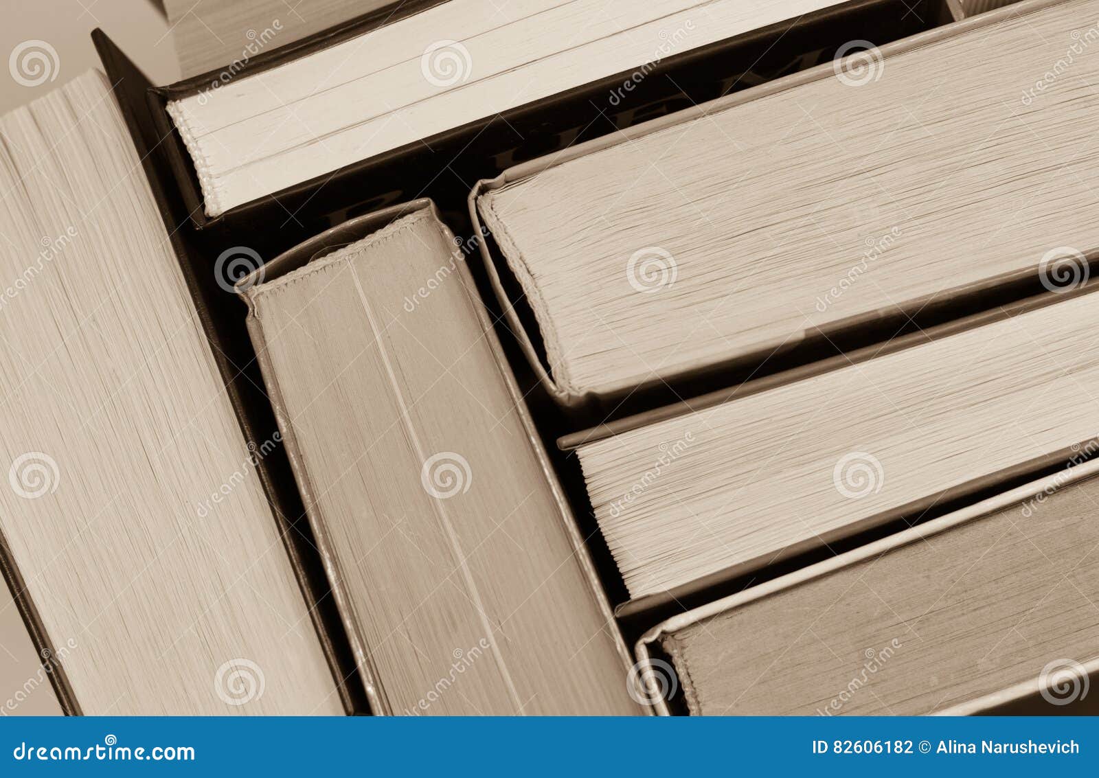 Abstract - Stack of Old Books Side View - Sepia Stock Photo - Image of ...