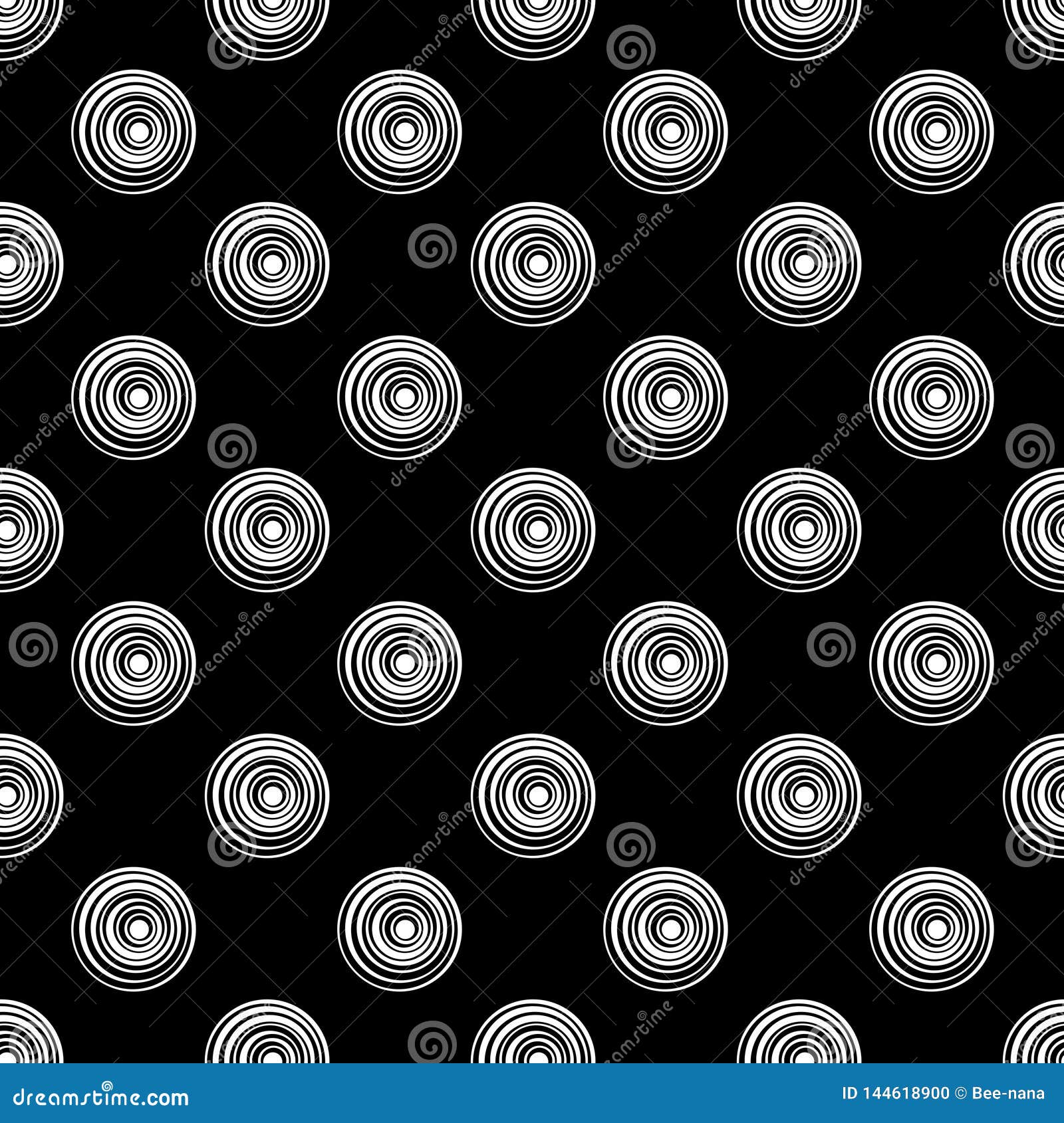 Abstract Stacked Circles on a Black Background Seamless Pattern Stock ...
