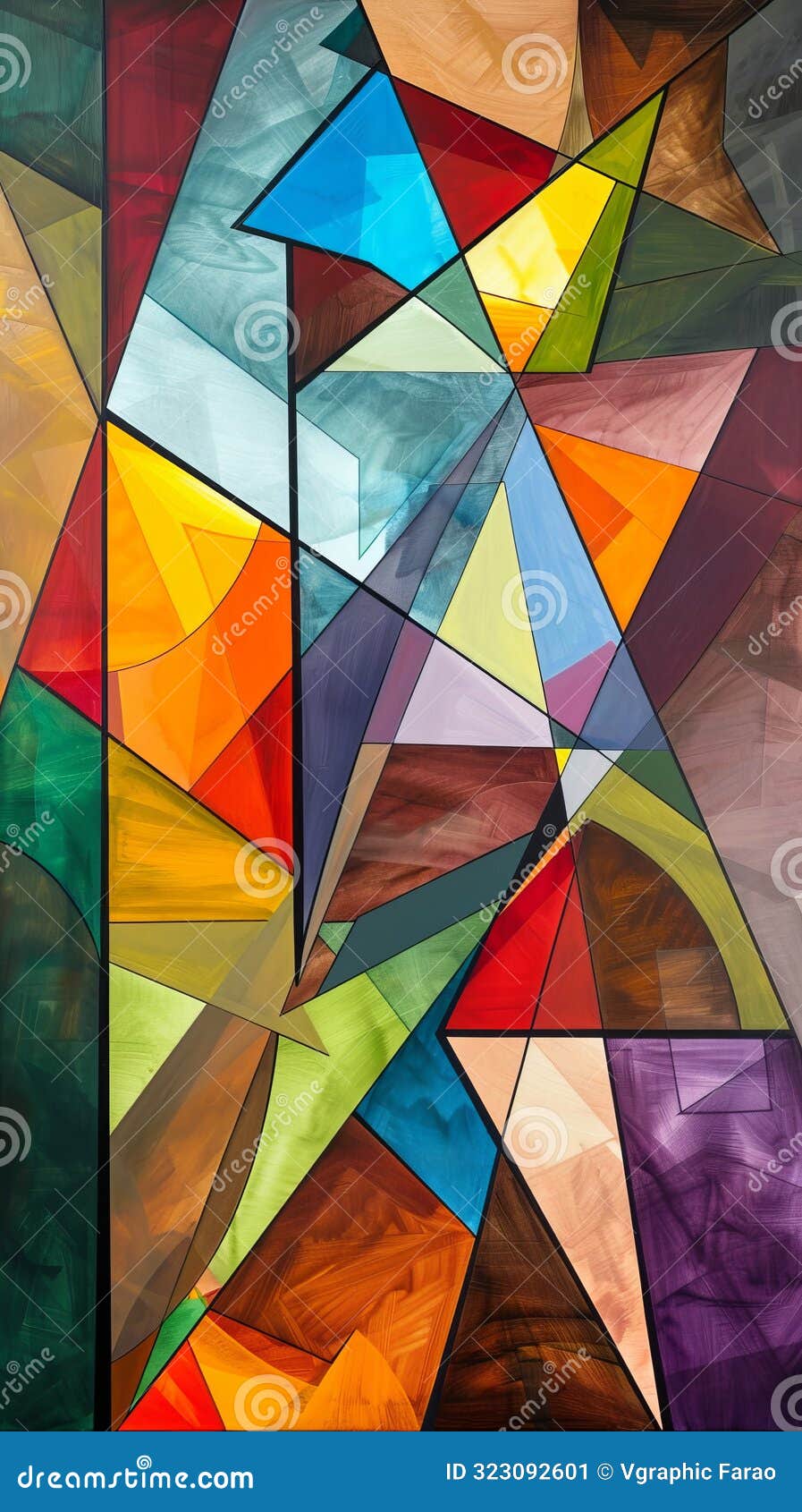 Abstract Stained Glass Artwork with Vibrant Geometric Shapes Stock ...