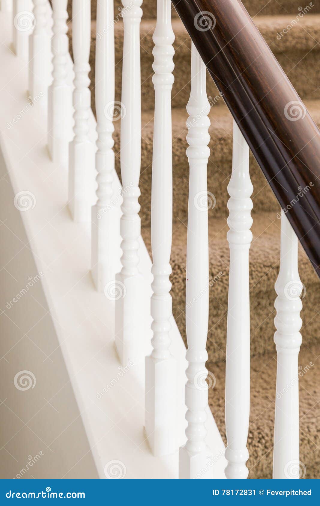 Abstract of Stair Railing and Carpeted Steps in House Stock Image ...