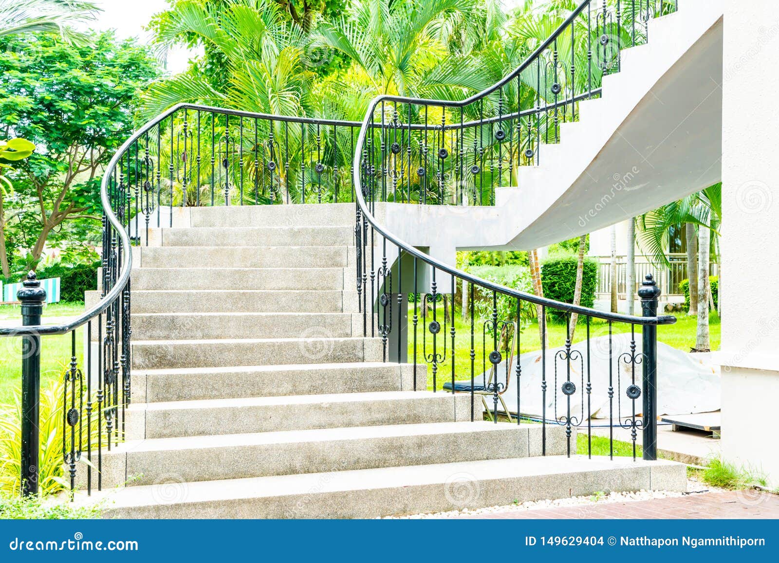 Abstract Stair Concrete In New House Structure Use Lightweight Cement ...