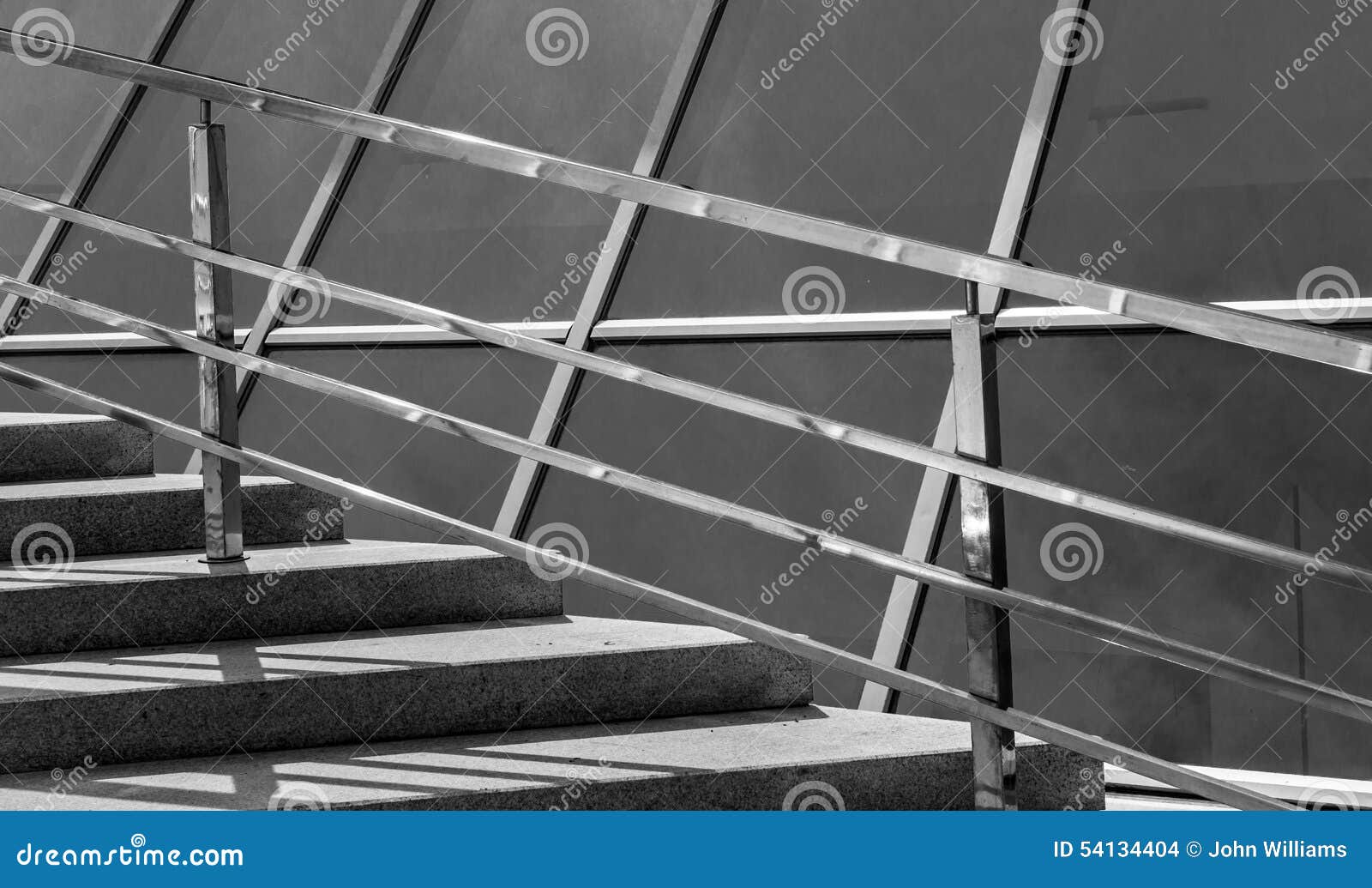 Abstract Stairs and Chrome Side Railings Stock Photo - Image of steps ...