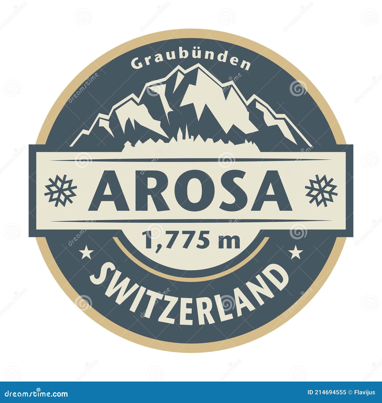 Abstract Stamp or Emblem with the Name of Arosa, Switzerland Stock ...