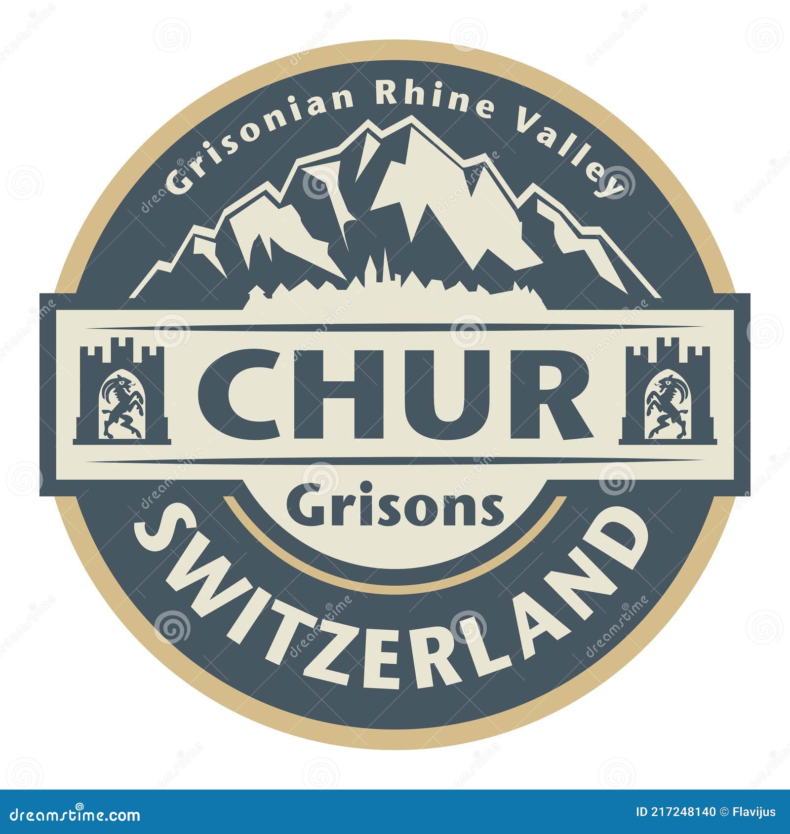 Abstract Stamp or Emblem with the Name of Chur, Switzerland Stock ...