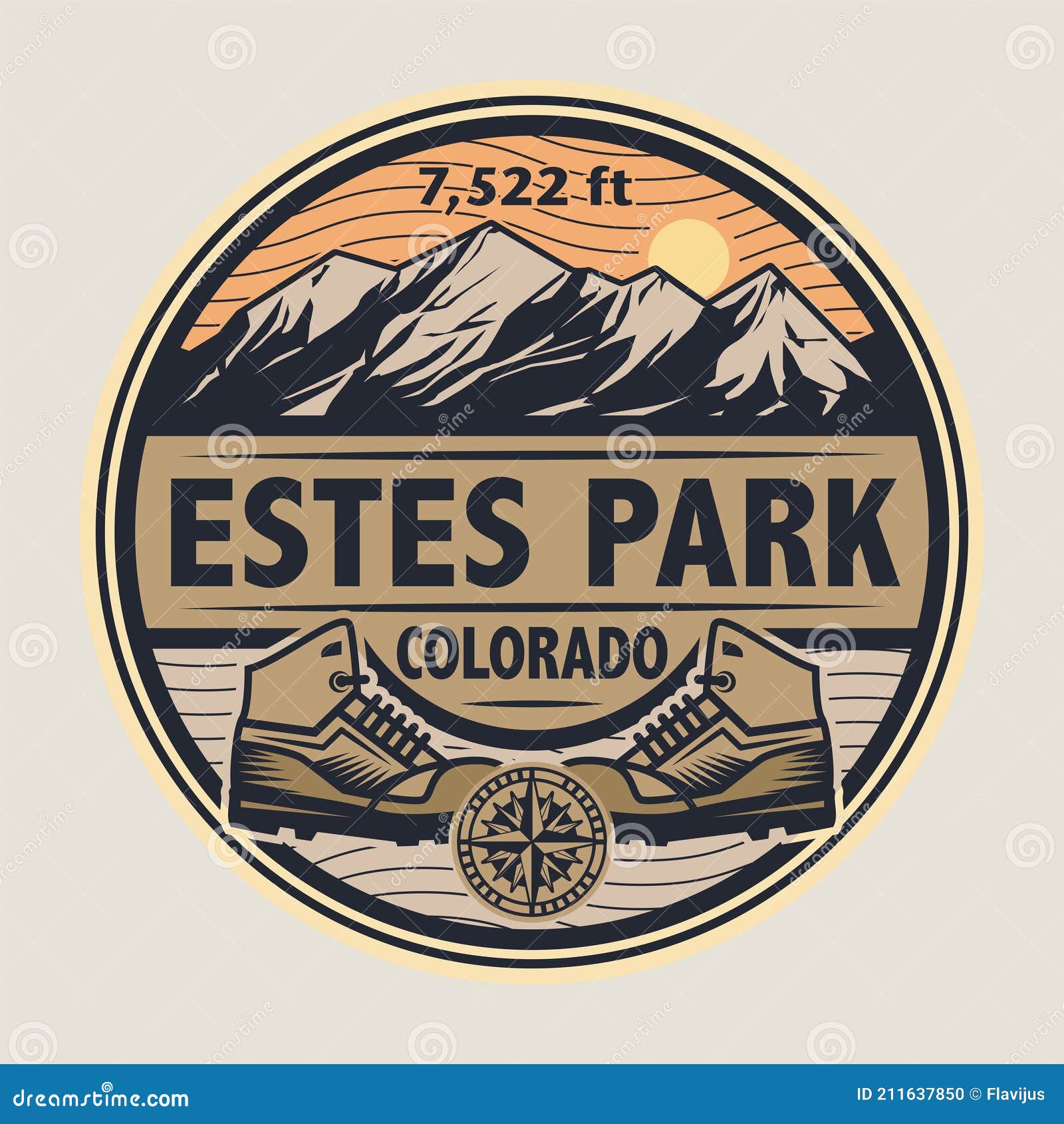 Abstract Stamp or Emblem with the Name of Estes Park, Colorado Stock ...