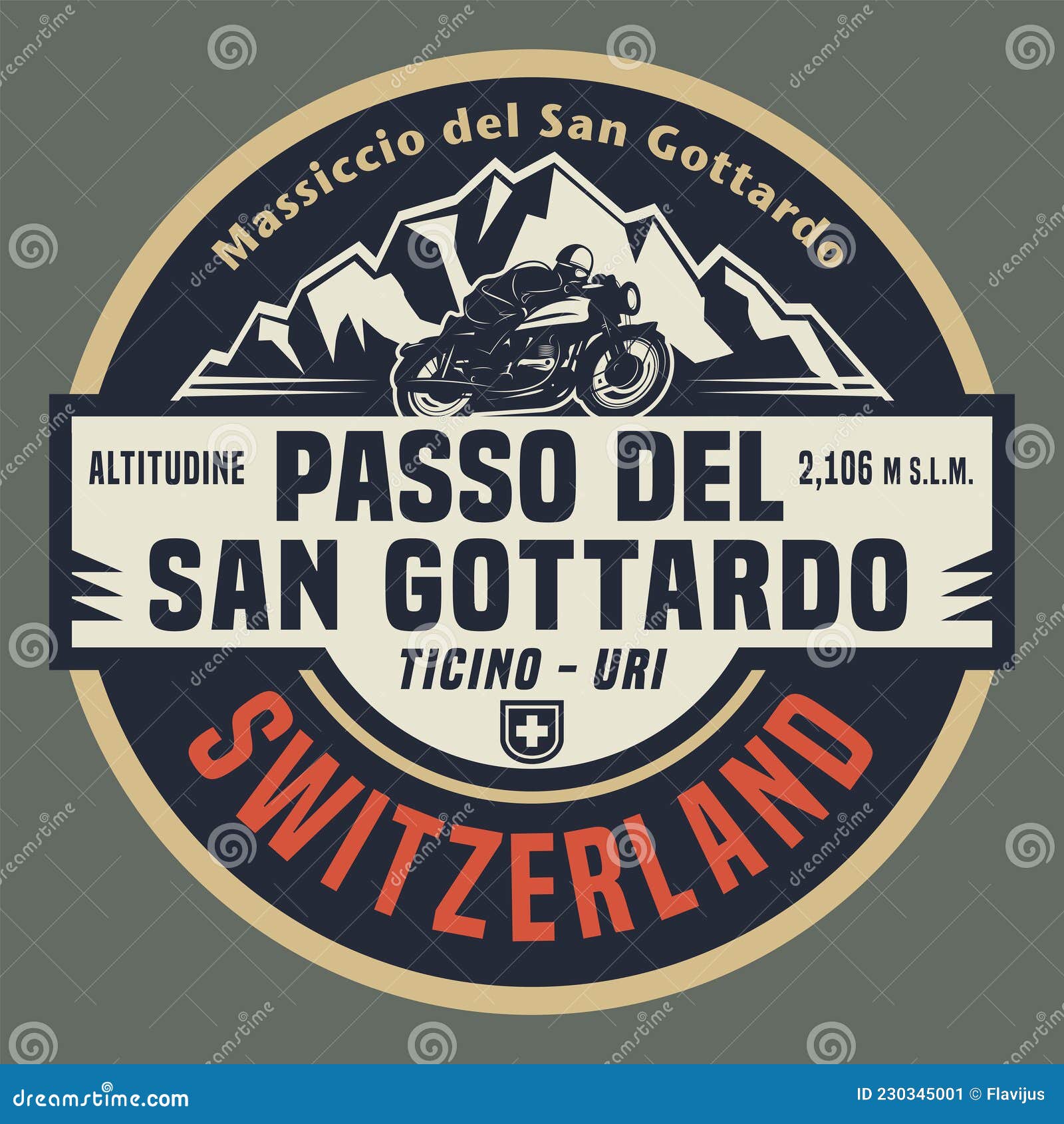 Abstract Stamp or Emblem with the Name of Gotthard Pass, Switzerland Stock Vector - Illustration ...