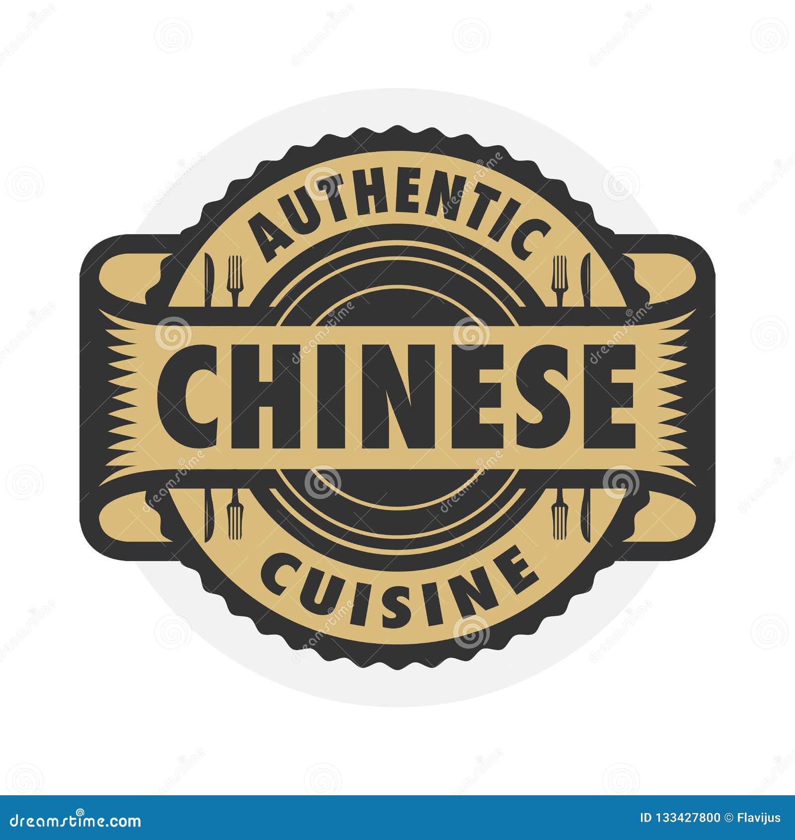 Abstract Stamp or Label with the Text Authentic Chinese Cuisine Stock ...