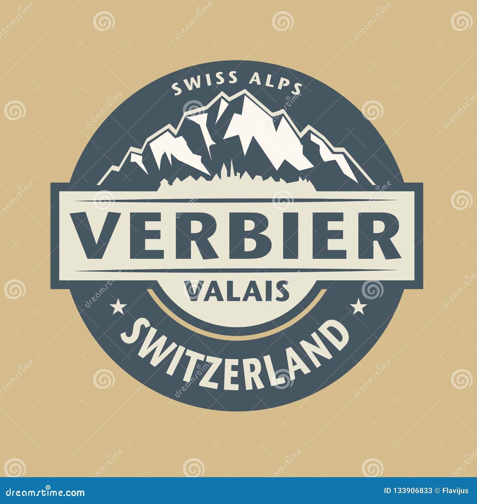 Abstract Stamp with the Name of Town Verbier in Switzerland Stock Vector - Illustration of ...