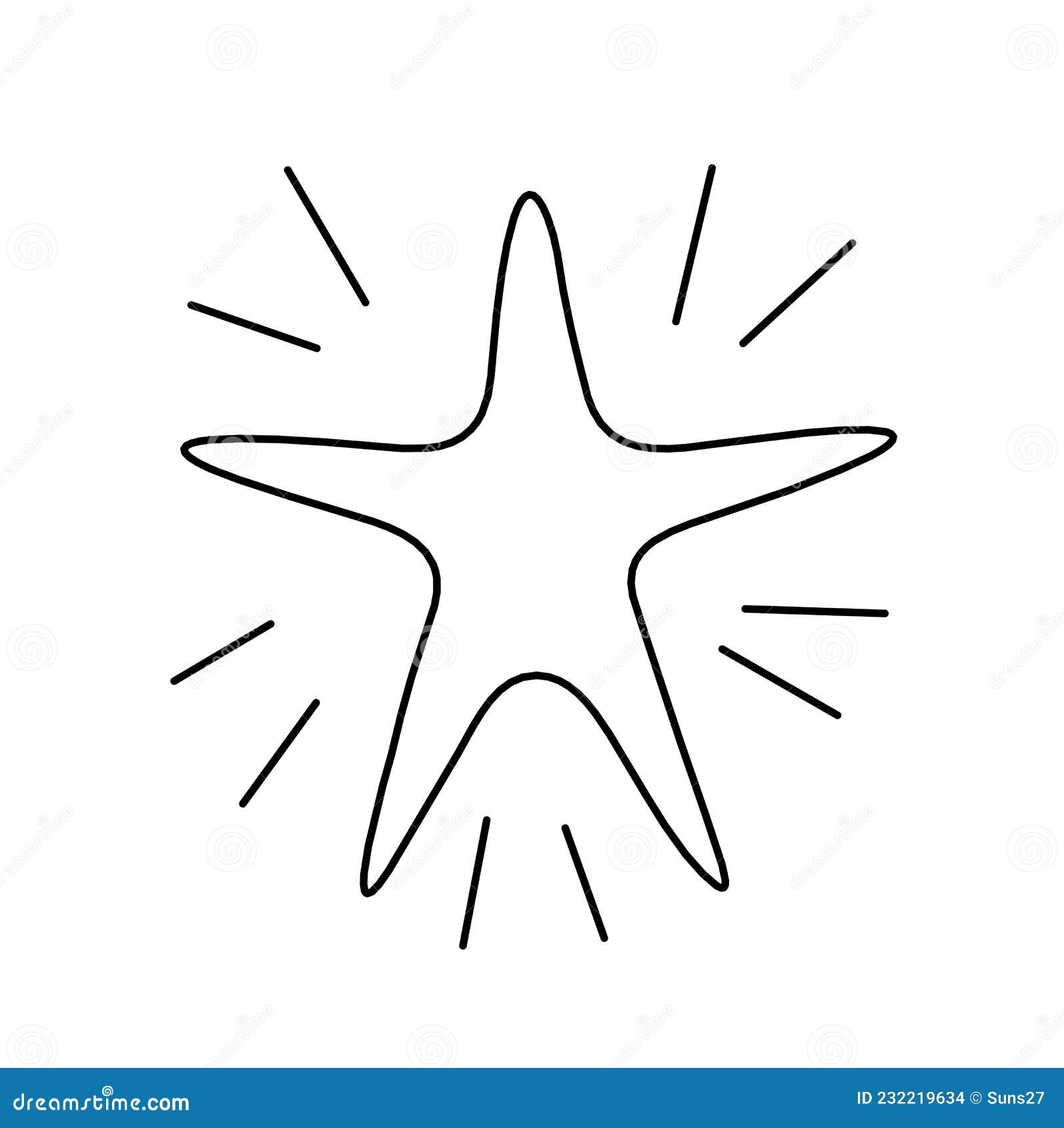 Abstract Star As Line Drawing on White Stock Vector - Illustration of ...
