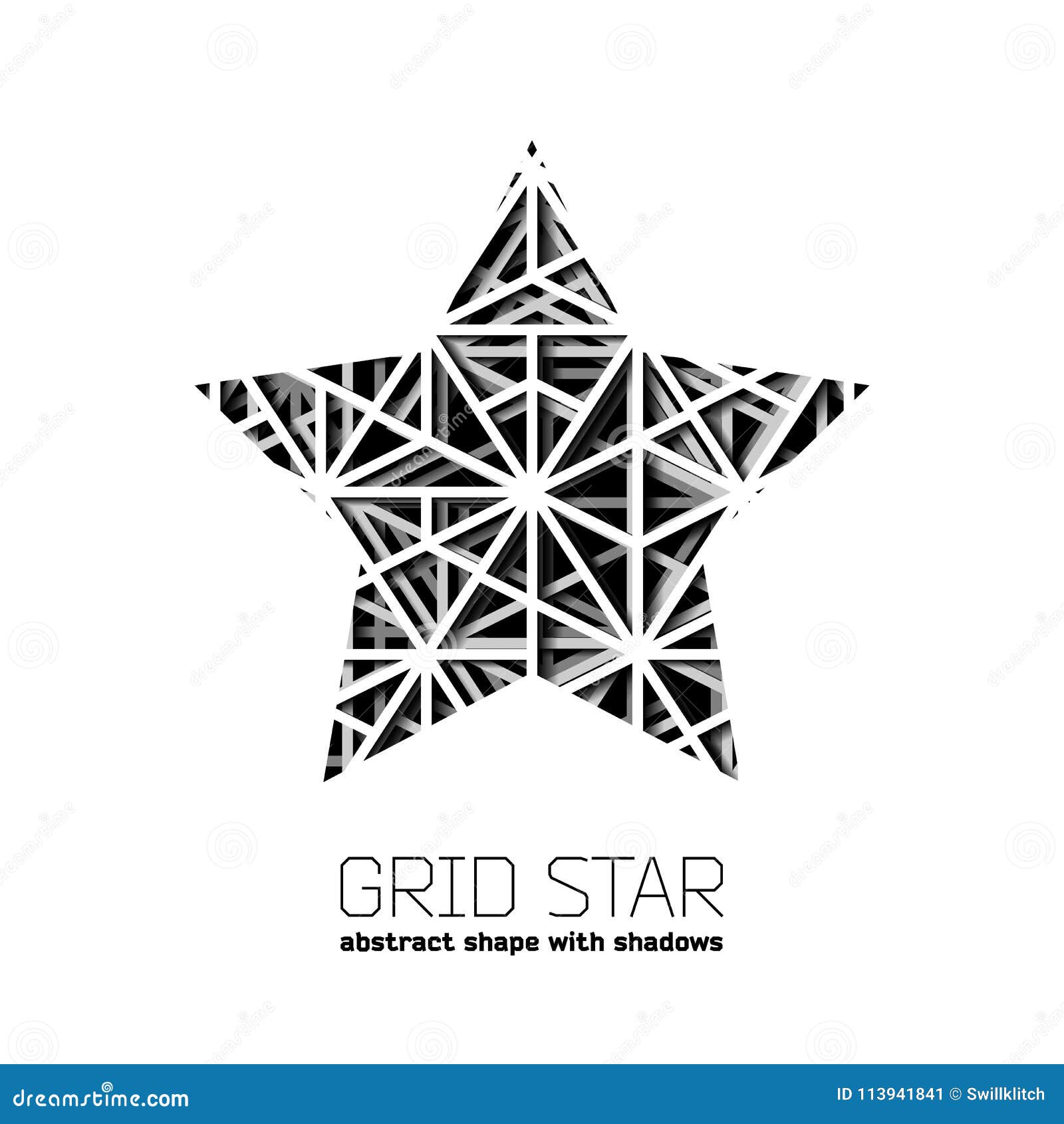 Abstract Star Shape with Layered Lines Triangular Grid and Shadow Stock ...