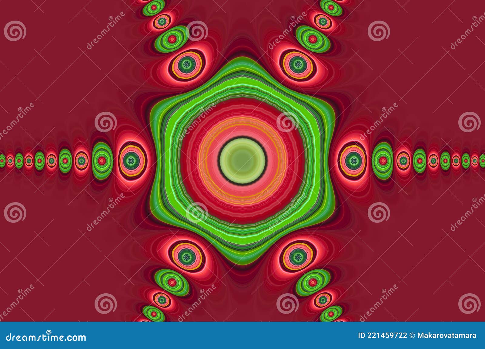 Abstract Star with Six Points. Multicolored Figure on Deep Red ...