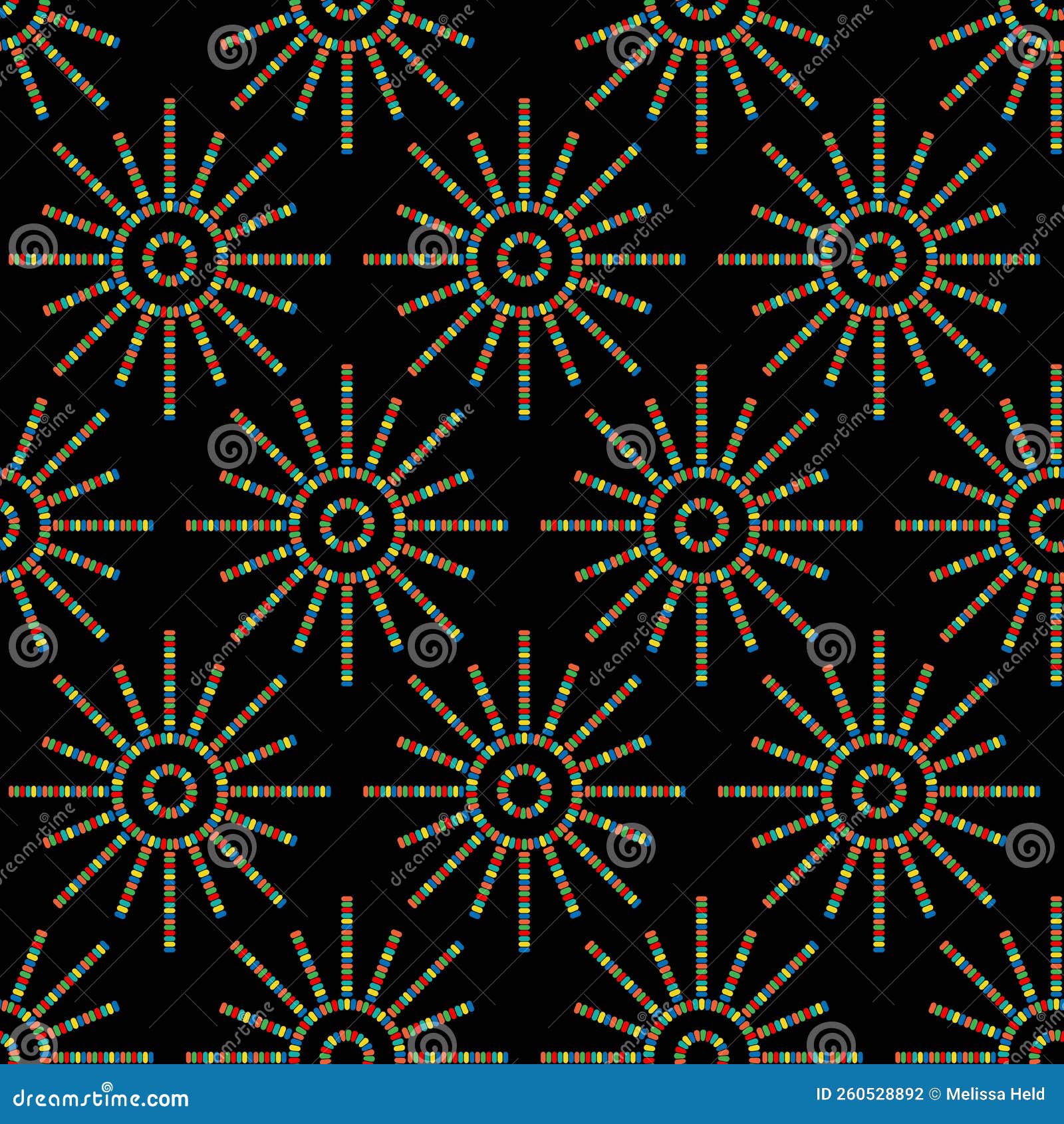 Abstract Starburst Geometric Vector Pattern on Black Background Stock ...