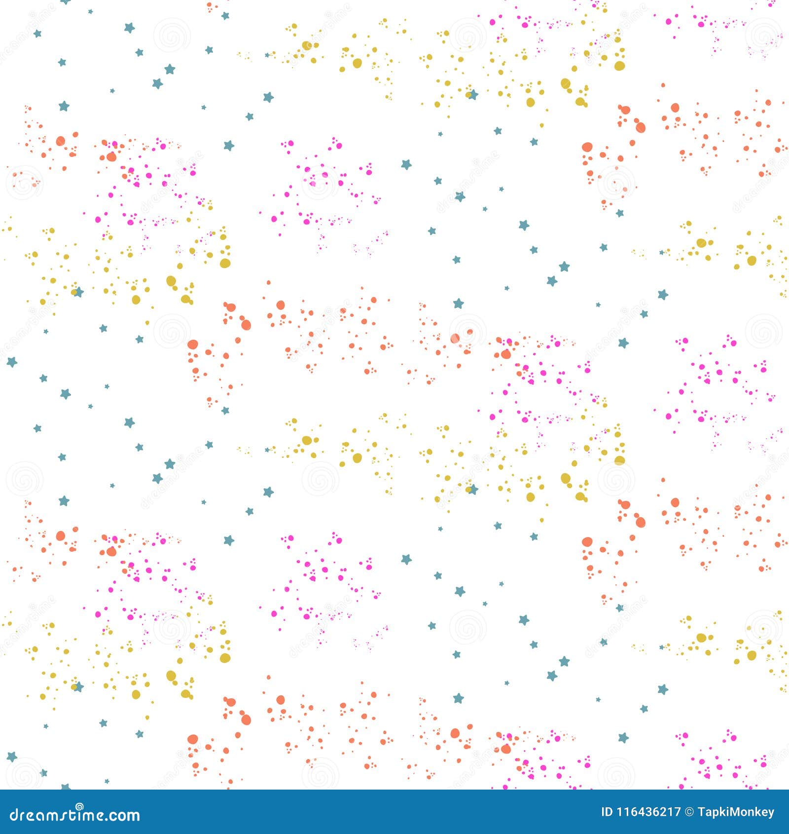 Abstract Stardust Seamless Pattern. Neon Dotted Spots on White ...