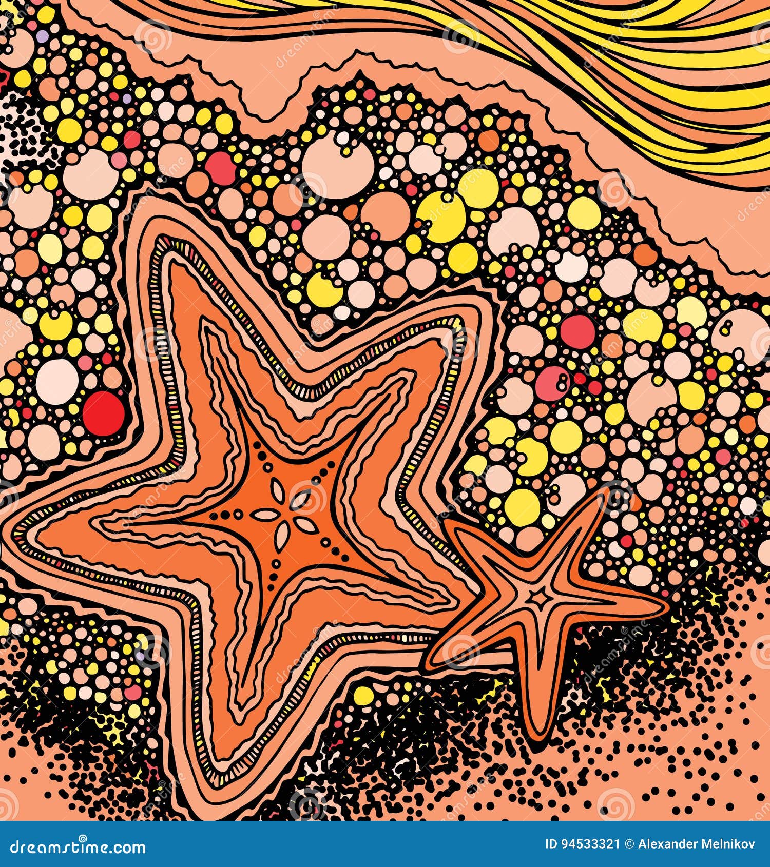 Abstract Starfish and Abstract Shore with Sea Water Stock Vector ...