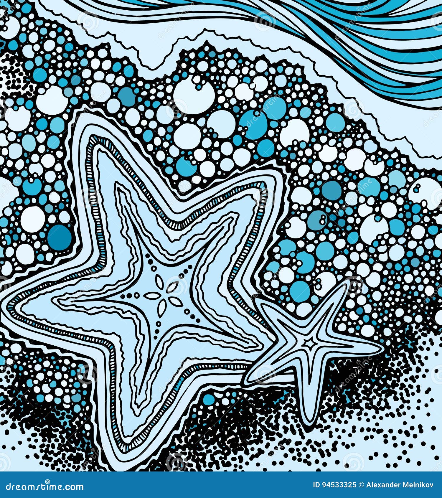 Abstract Starfish and Abstract Shore with Sea Water Stock Vector ...