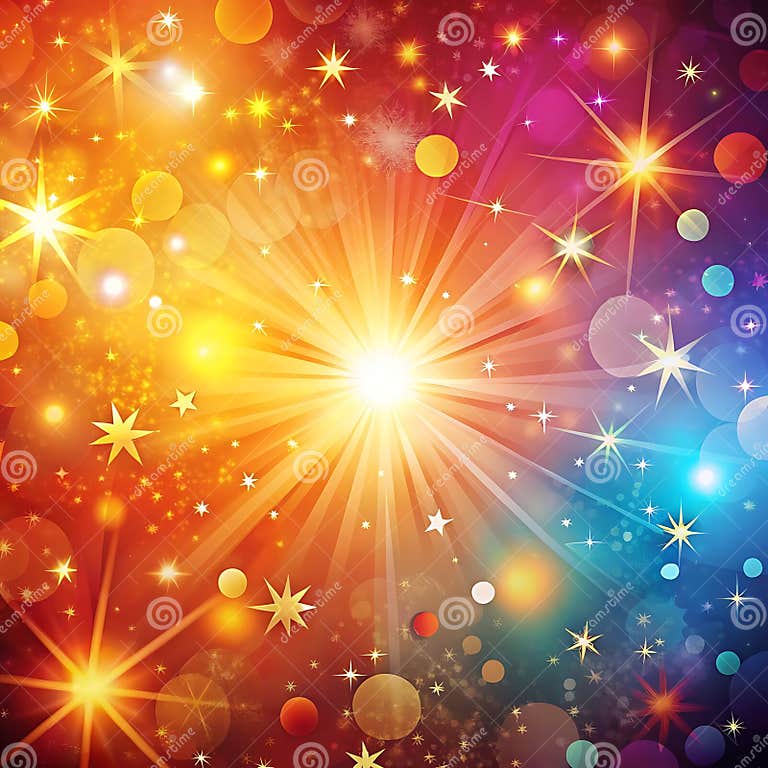 Abstract Starry Night Background with Light Burst and Bokeh Stock ...
