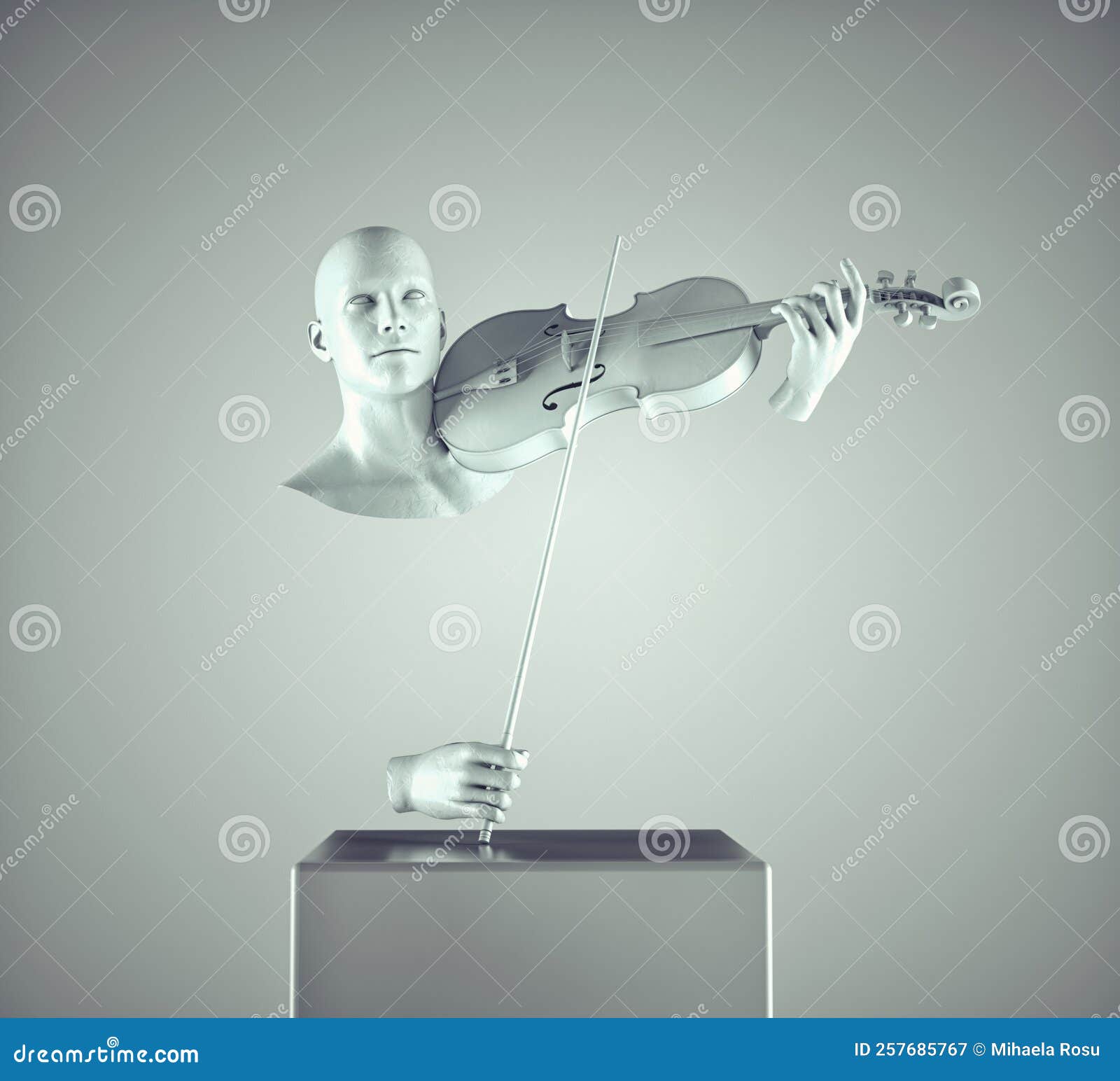 Abstract Statue Plays Violin. Creative Mind Concept Stock Illustration ...
