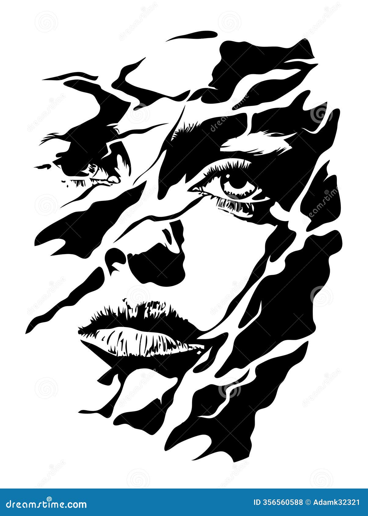 Abstract Stencil Art Face Vector for Creative Tattoo and Design ...
