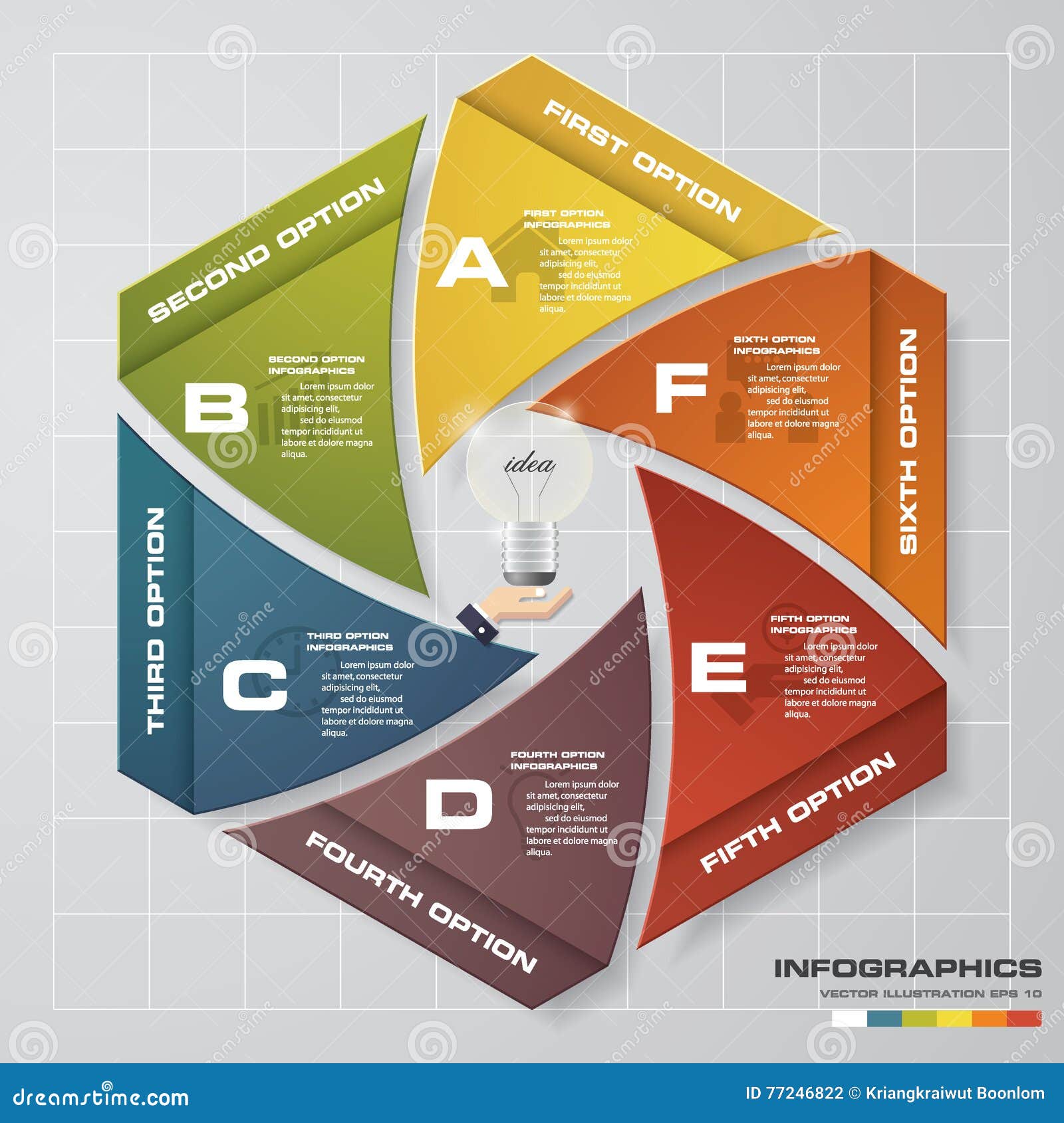 Abstract 6 Steps in Blade Shape Template. Vector. Stock Illustration ...