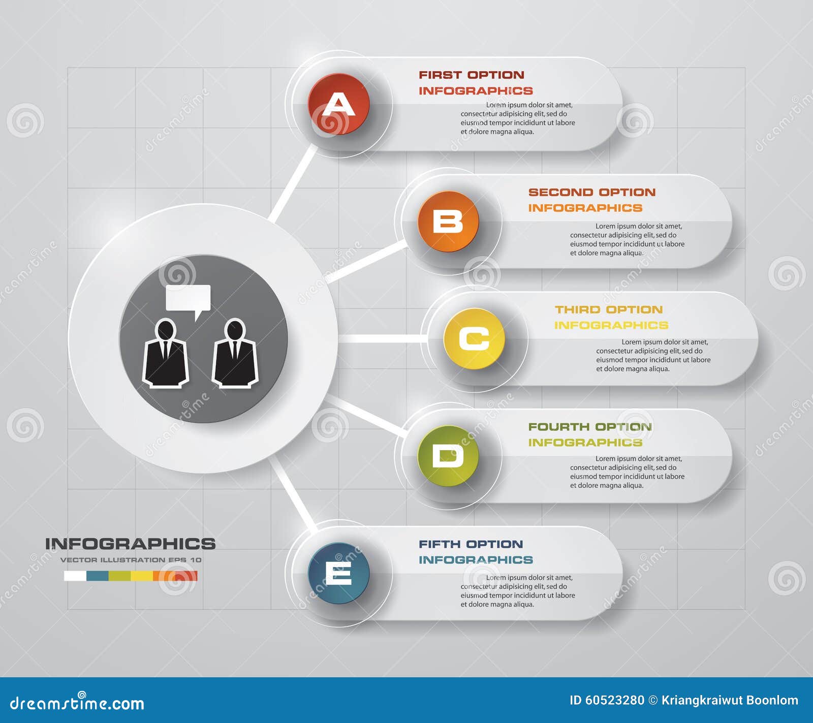 Abstract 5 Steps Business Presentation Template. Design Clean Number ...